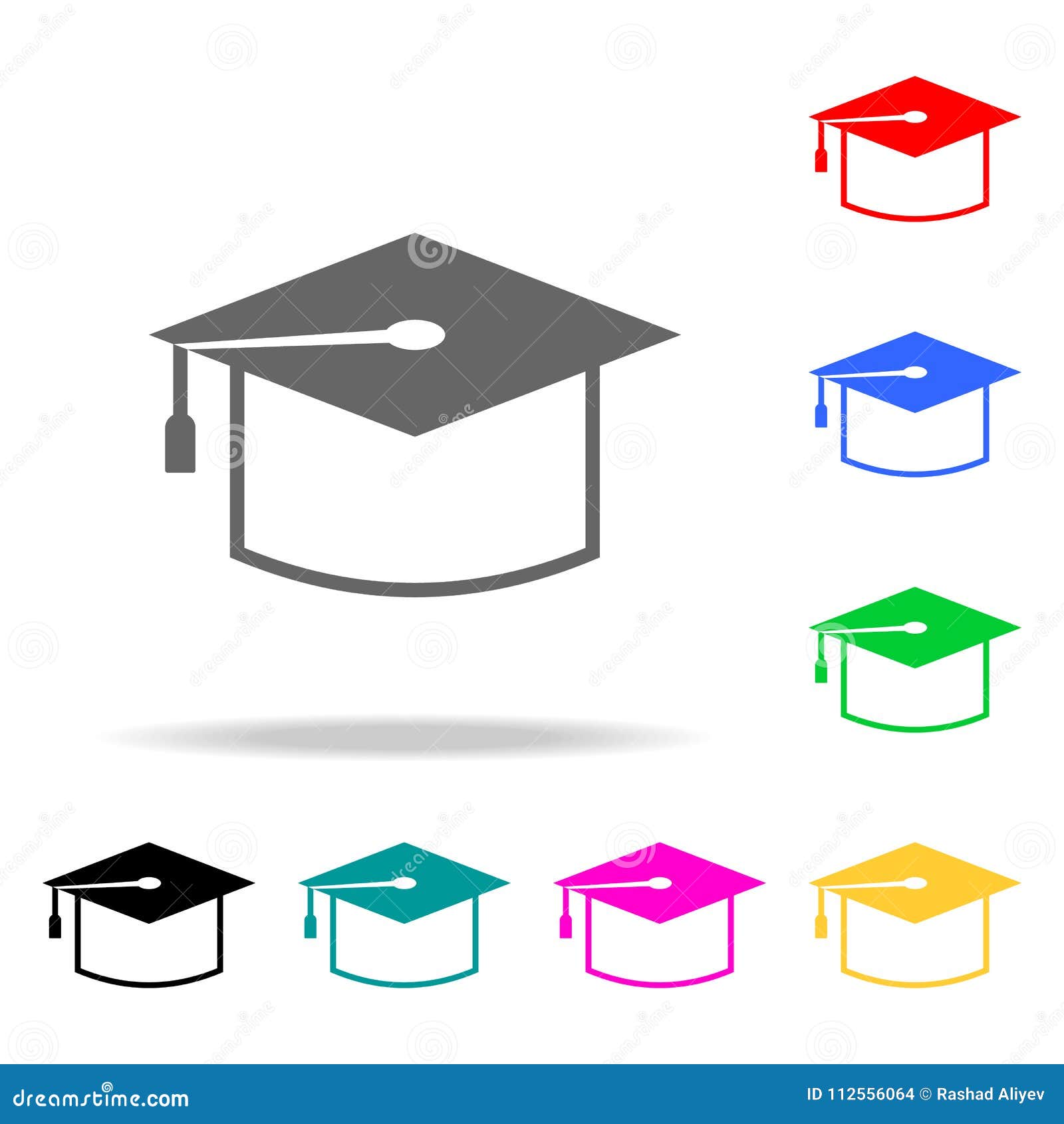 Graduate Student Cap Icon. Elements of School and Study Multi Colored ...