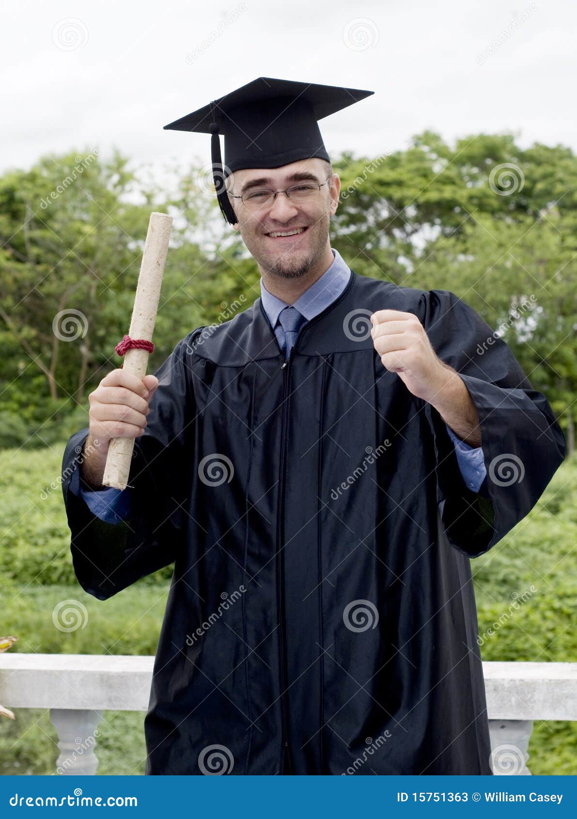 Graduate Student Excited about His Success Stock Image - Image of male ...
