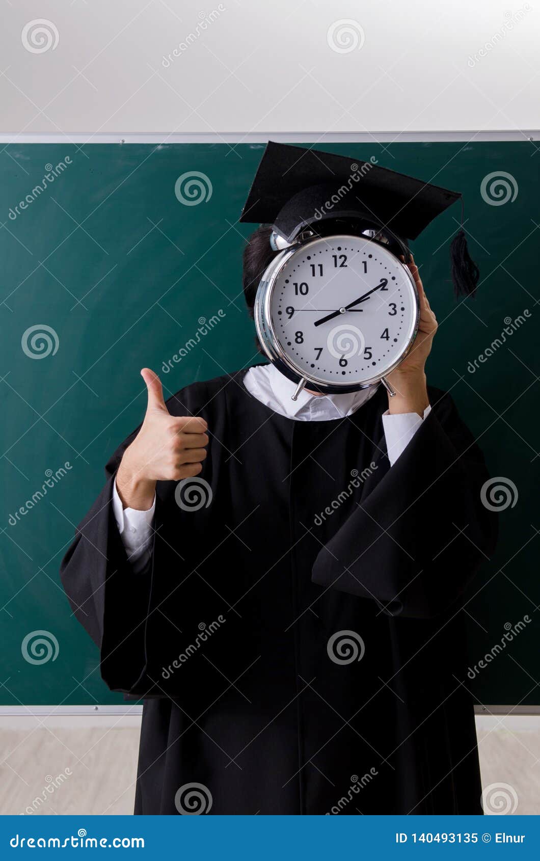 The Graduate Student in Front of Green Board Stock Image - Image of ...