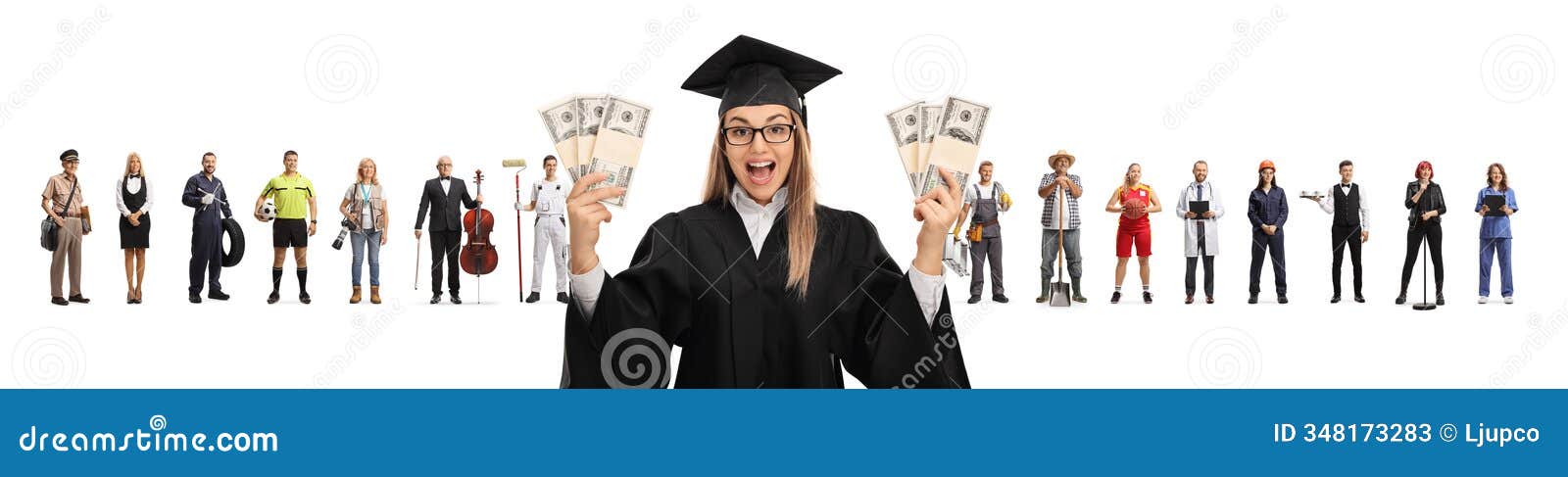 Graduate Student Holding Money in Front of People with Different ...