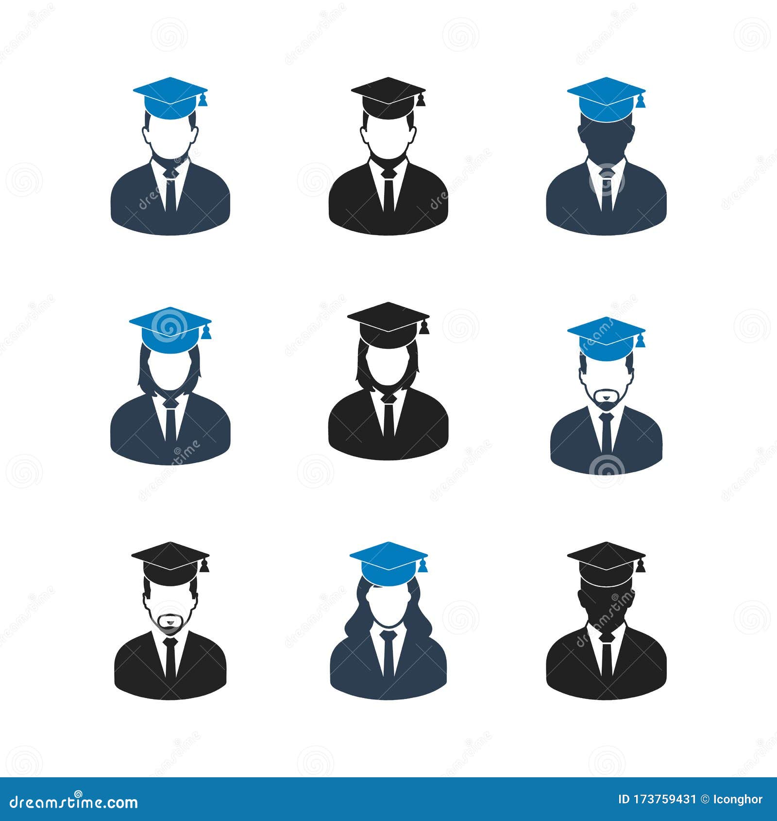 Graduate Student Icon set. stock vector. Illustration of vector - 173759431