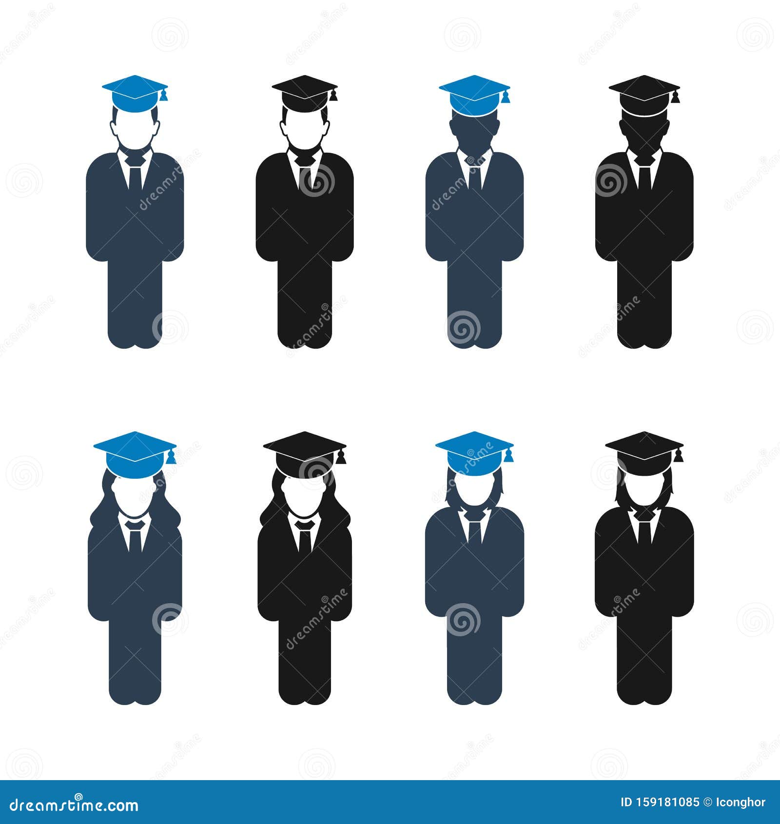 Graduate Student Icon set. stock vector. Illustration of student ...