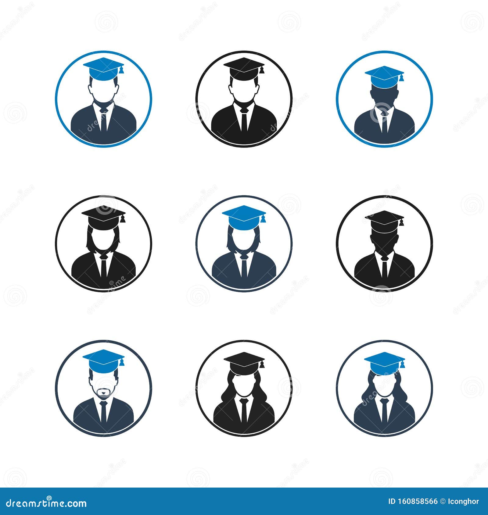 Graduate Student Icon set. stock vector. Illustration of graduate ...