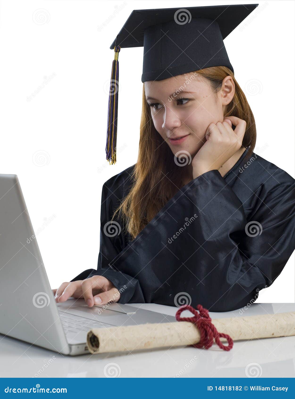 Graduate Student Job Hunting on Computer Stock Photo - Image of adult ...