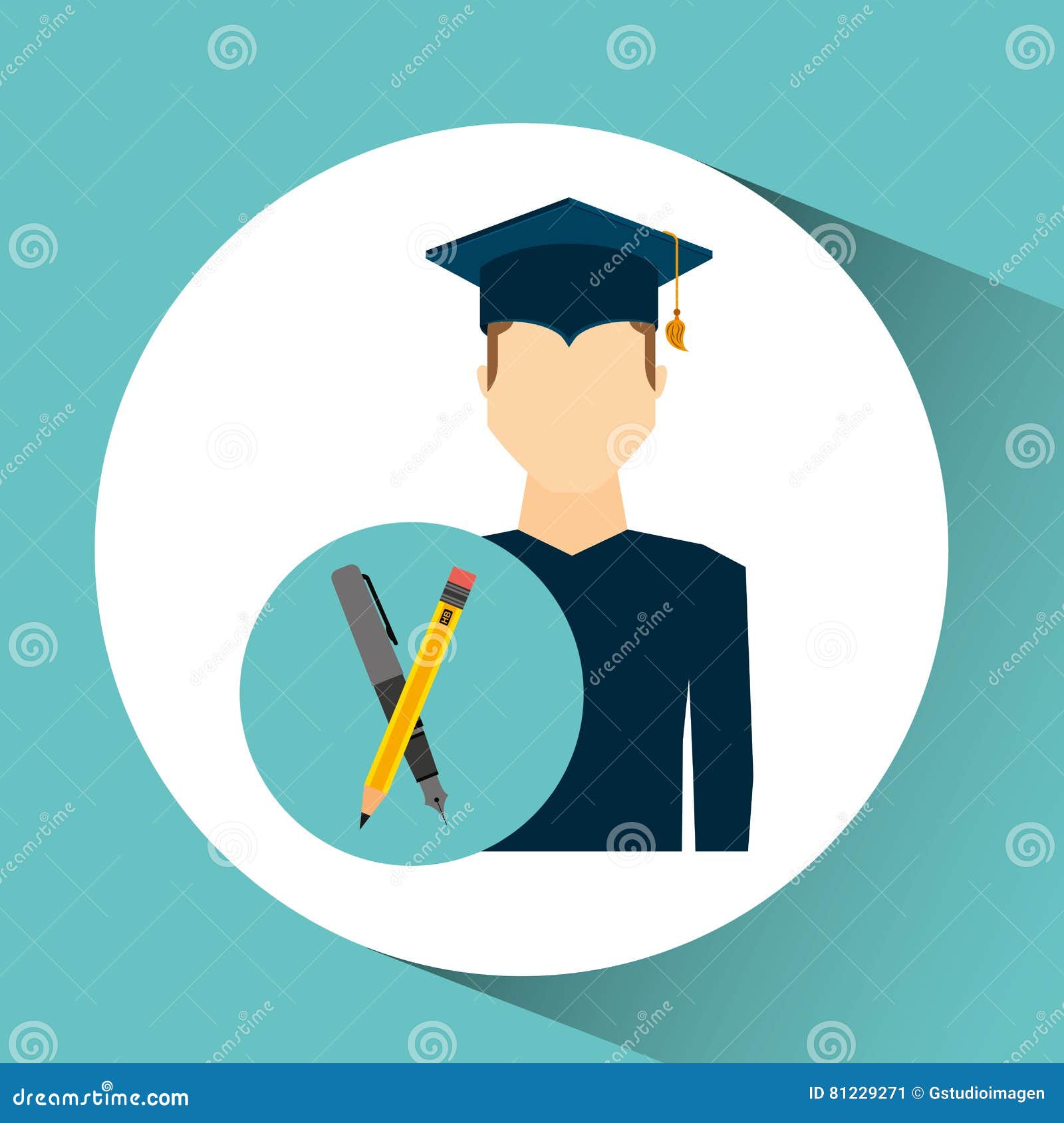 Graduate Student Man Writing Stock Vector - Illustration of paper, male ...