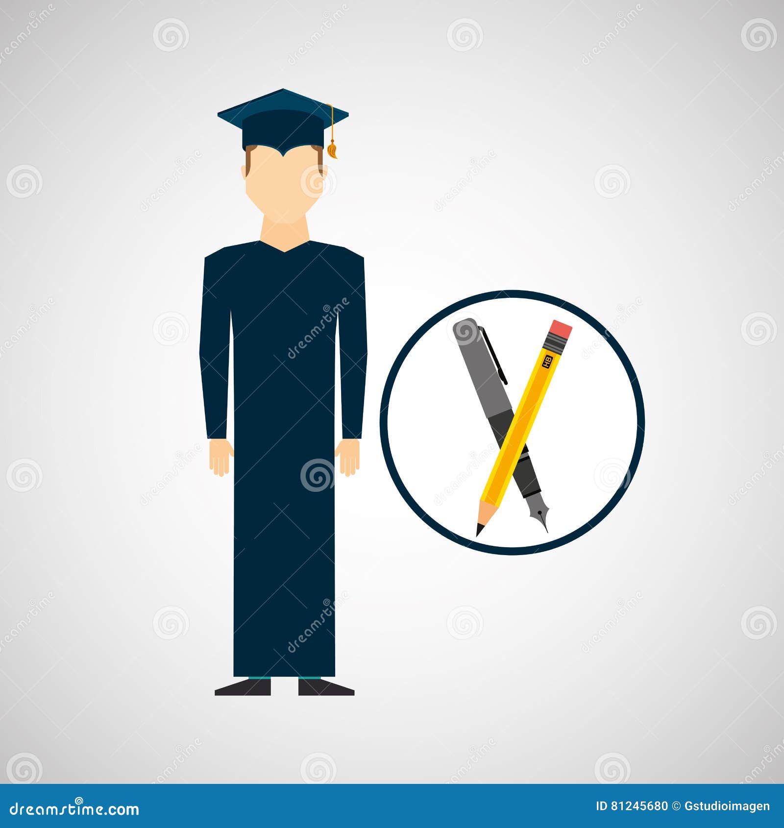 Graduate Student Man Writing Stock Vector - Illustration of examination ...