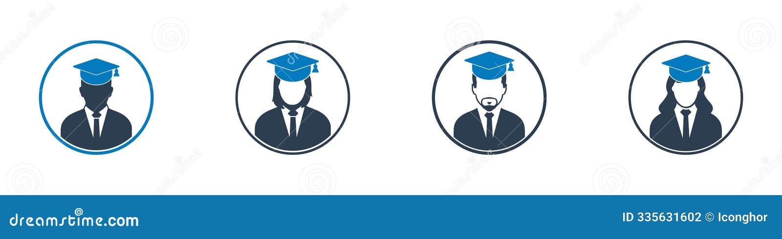 Graduate Student Profile Icon. Editable Flat Vector Stock Illustration ...