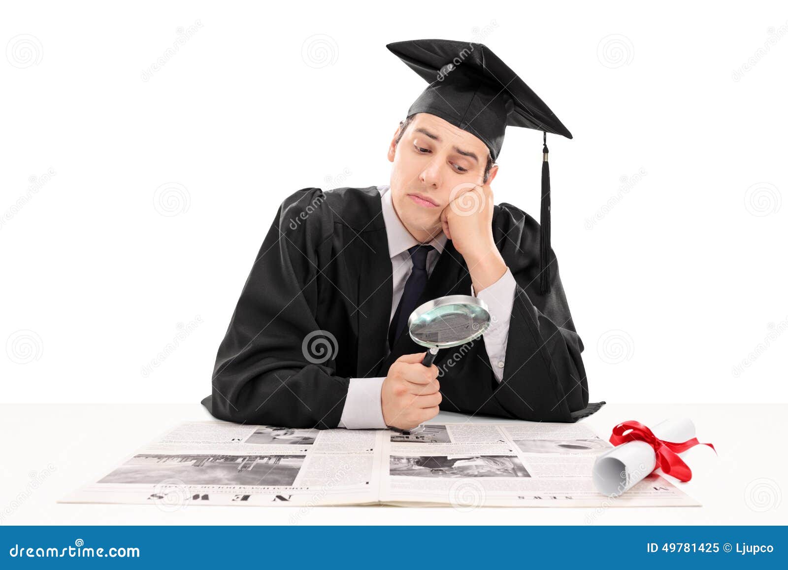 Graduate Student Searching for Job in the Papers Stock Image - Image of ...