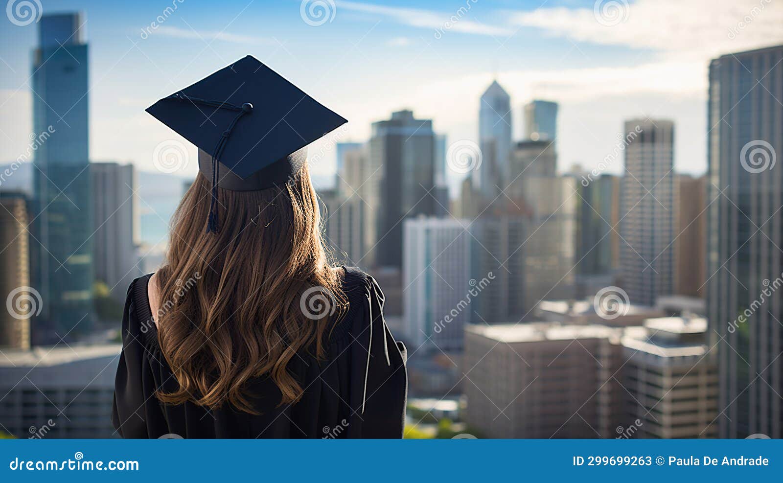 Graduate Student Standing Looking at Buildings Stock Illustration ...