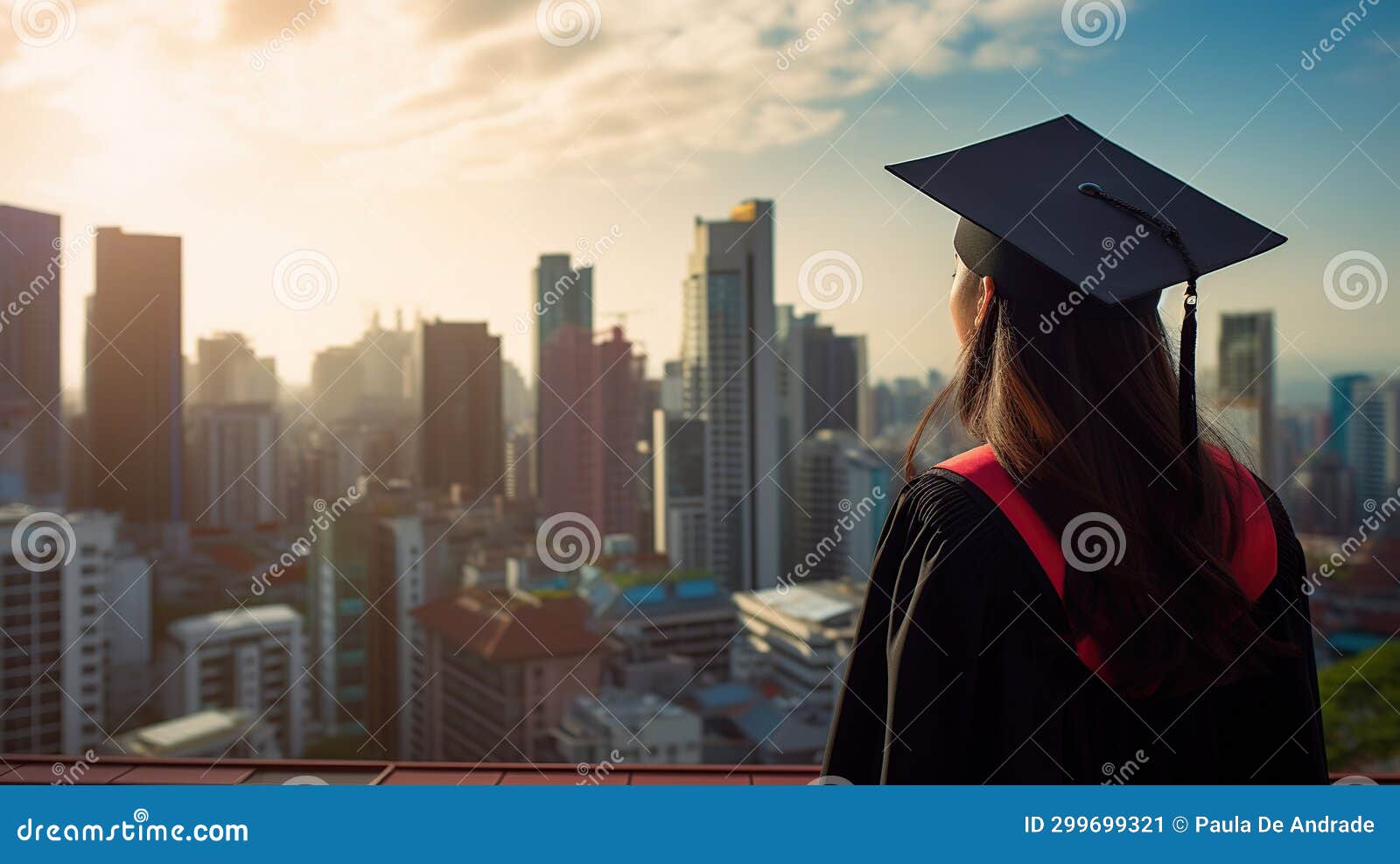 Graduate Student Standing Looking at Buildings Stock Illustration ...