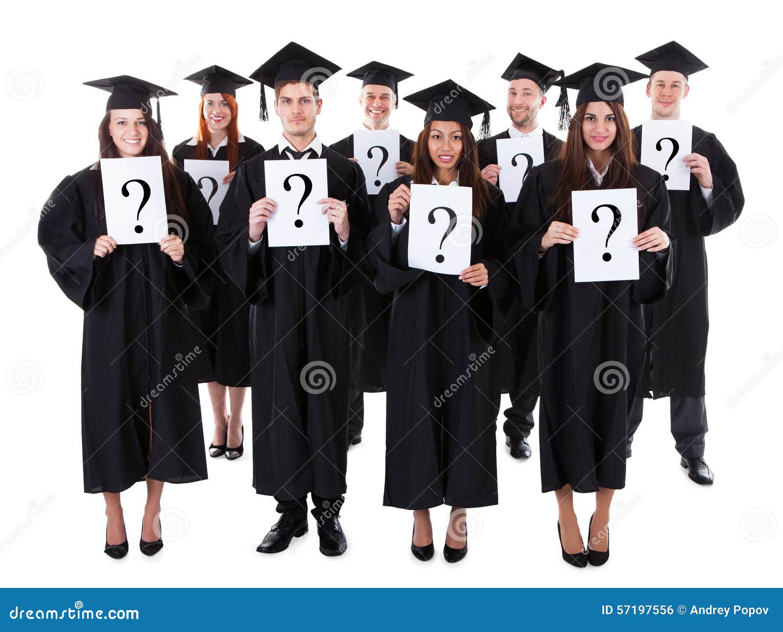 Graduate Students Holding Question Signs Stock Photo - Image of adult ...