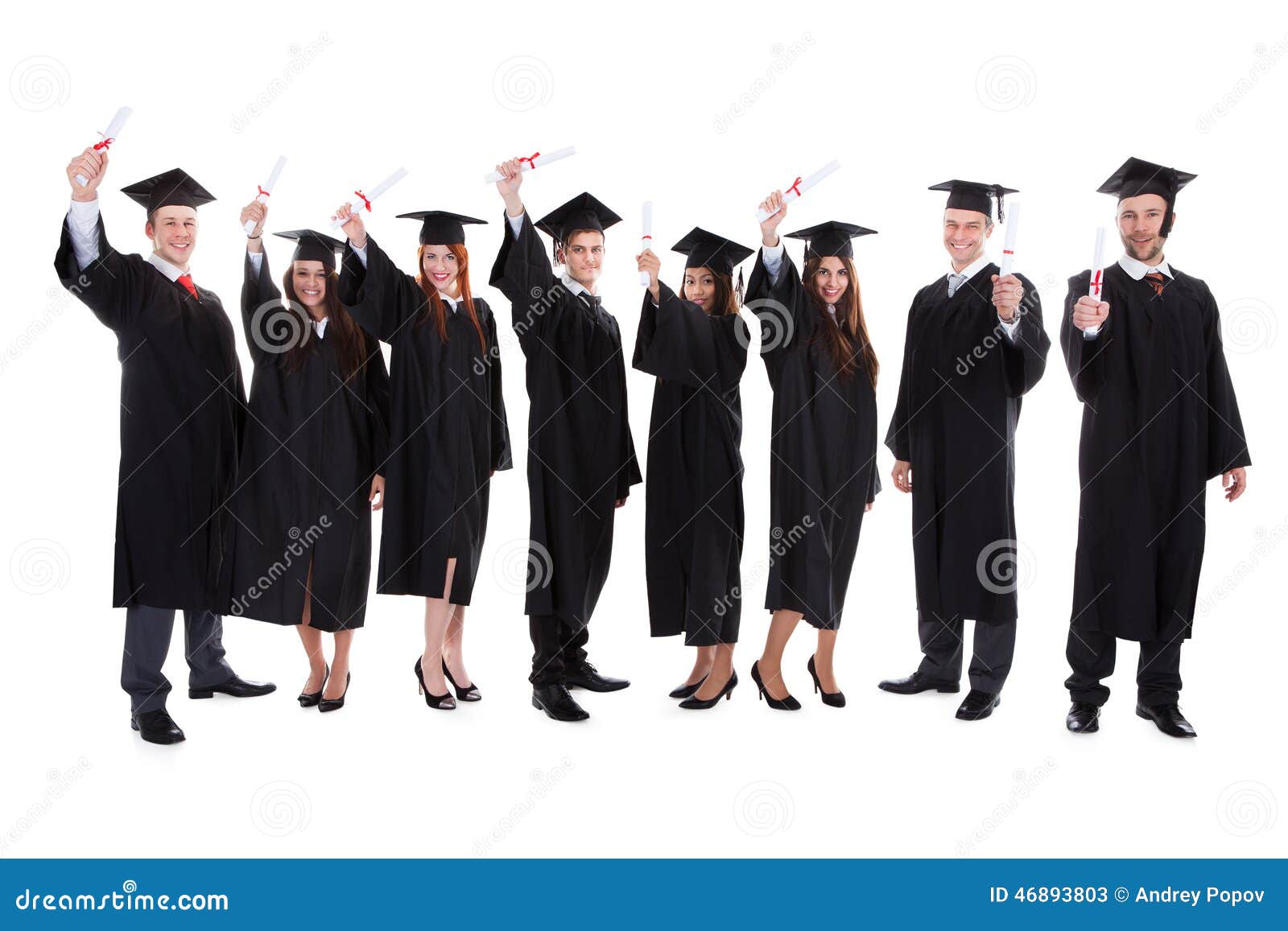 Graduate Students Raising Hands Stock Image - Image of group, isolated ...