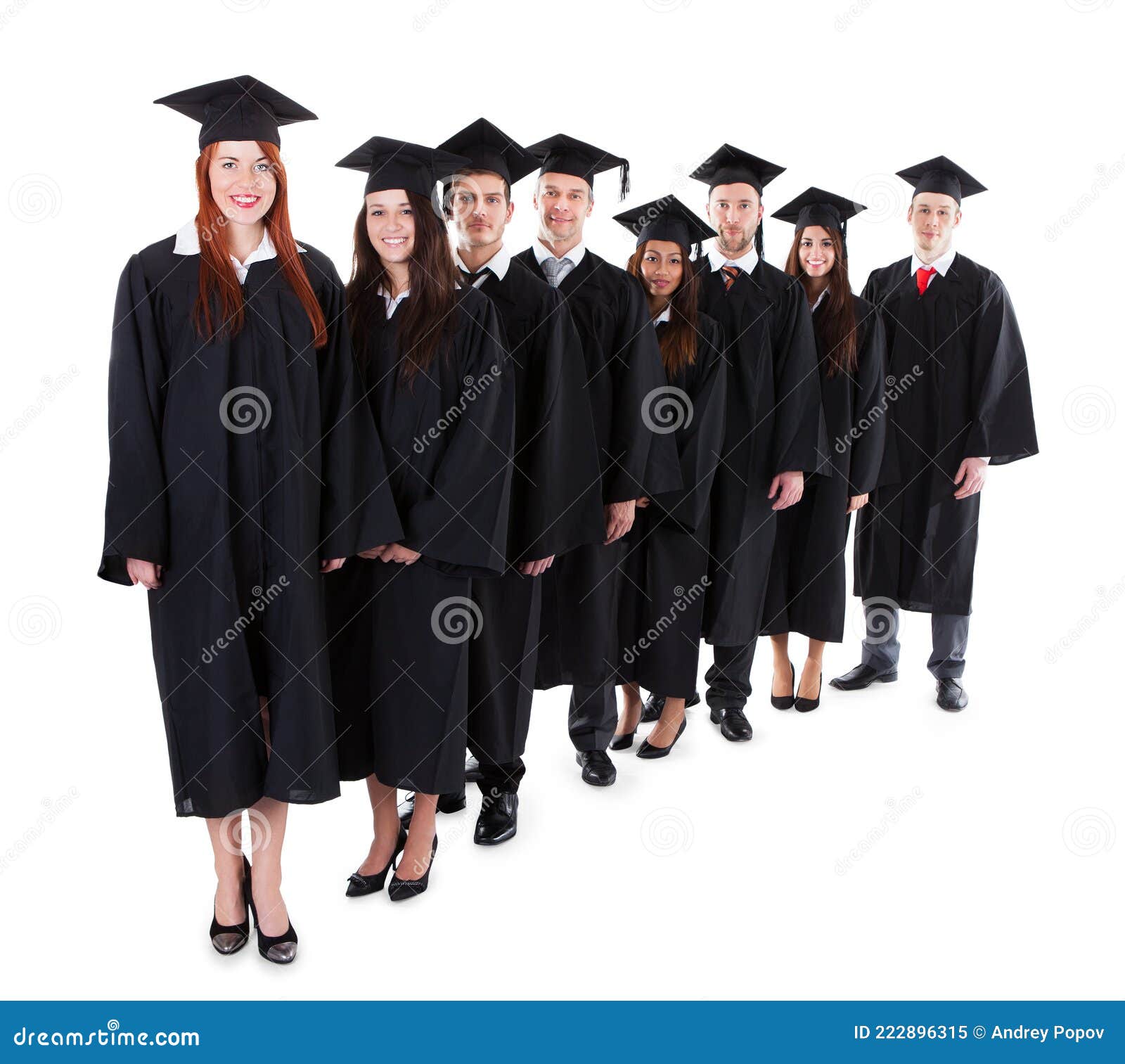 Graduate Students Standing in Row Stock Image - Image of diploma ...