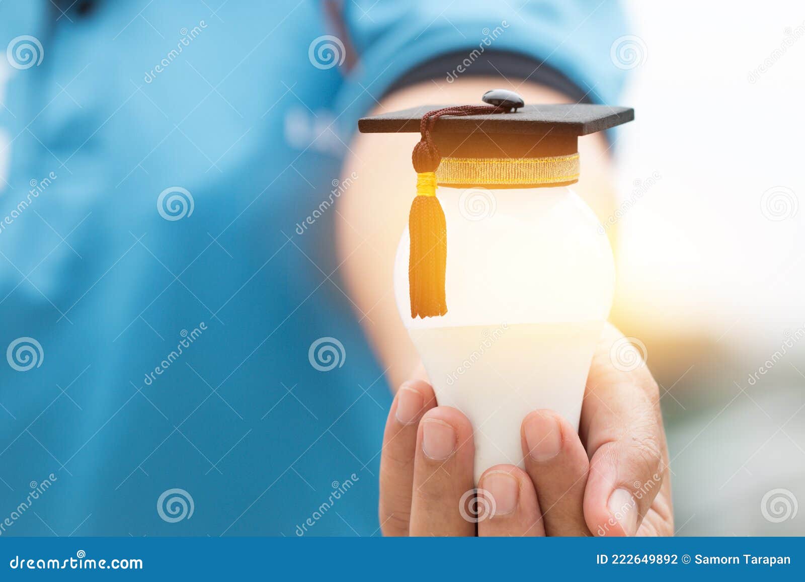 Graduate Study, Education Knowledge Power Concept: Hands Holding Light ...