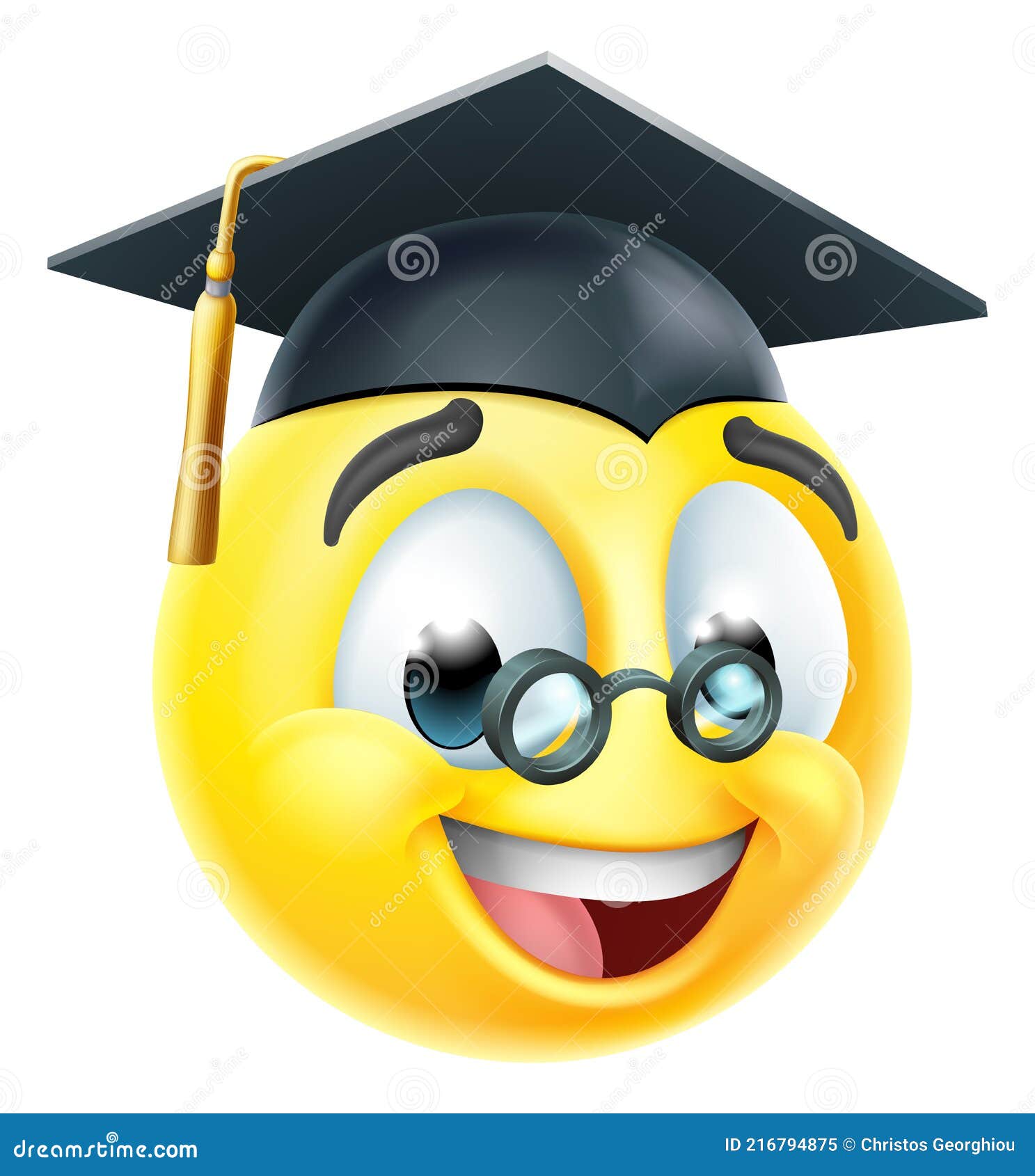 Emoji Graduate Student Isolated On White Background,emoticon Wearing ...