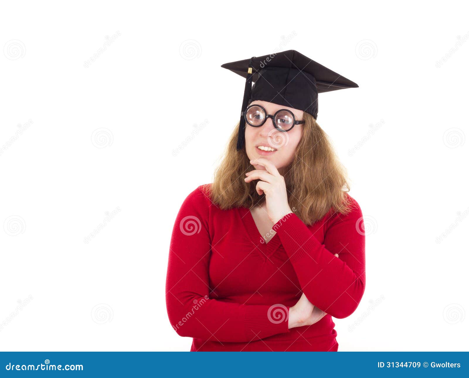 Graduate Thinking about Her Studies Stock Image - Image of achievement ...