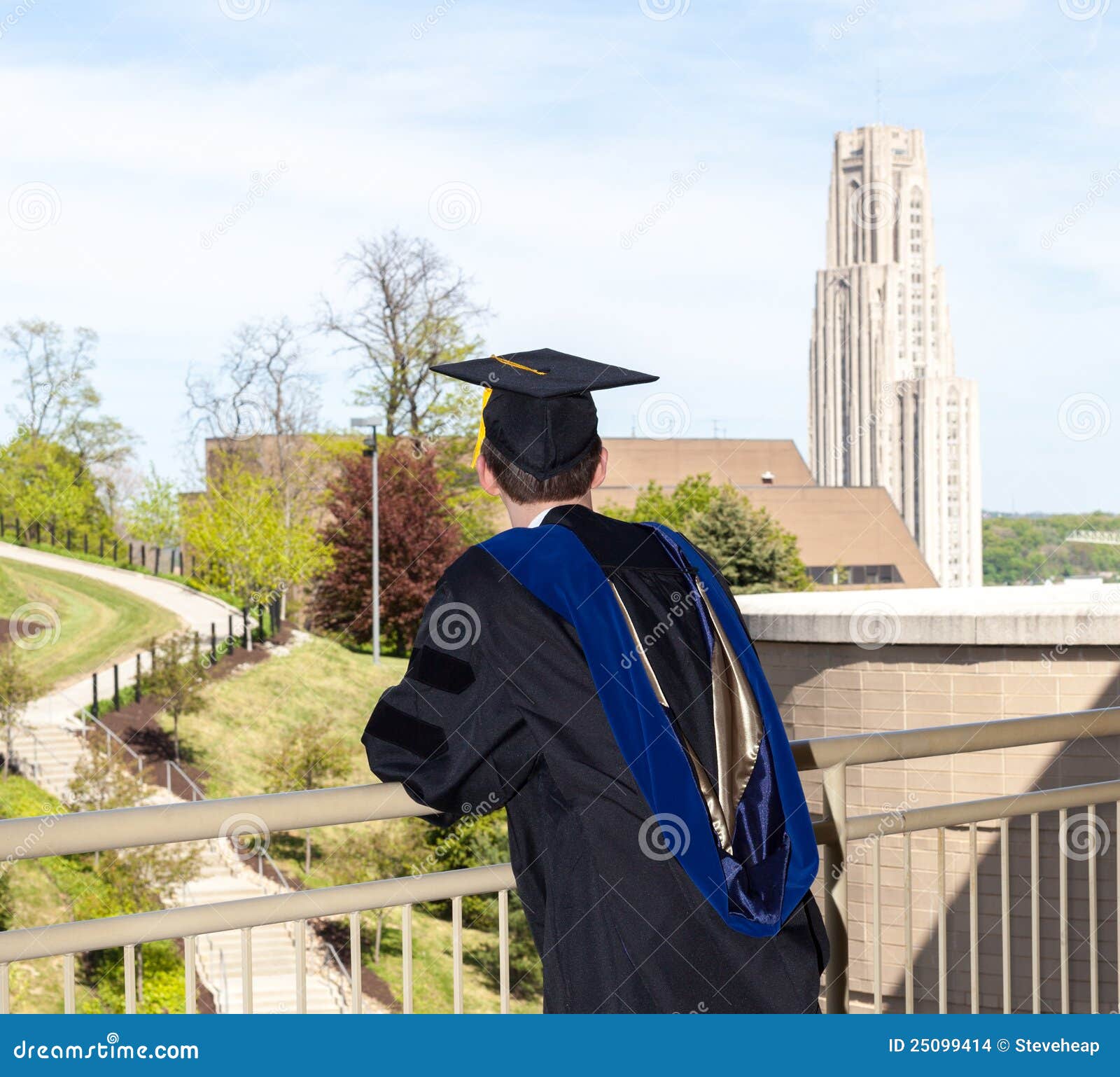 PhD Doctoral Graduate In Regalia Gown, Holding Tudor Bonnet Cap ...