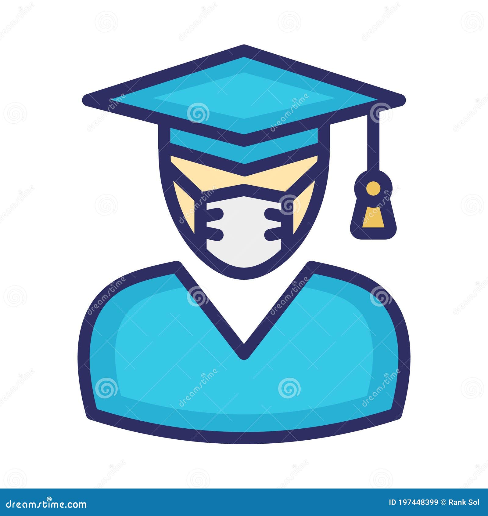 Graduate Wearing Mask Vector Icon Which Can Easily Modify or Edit Stock ...