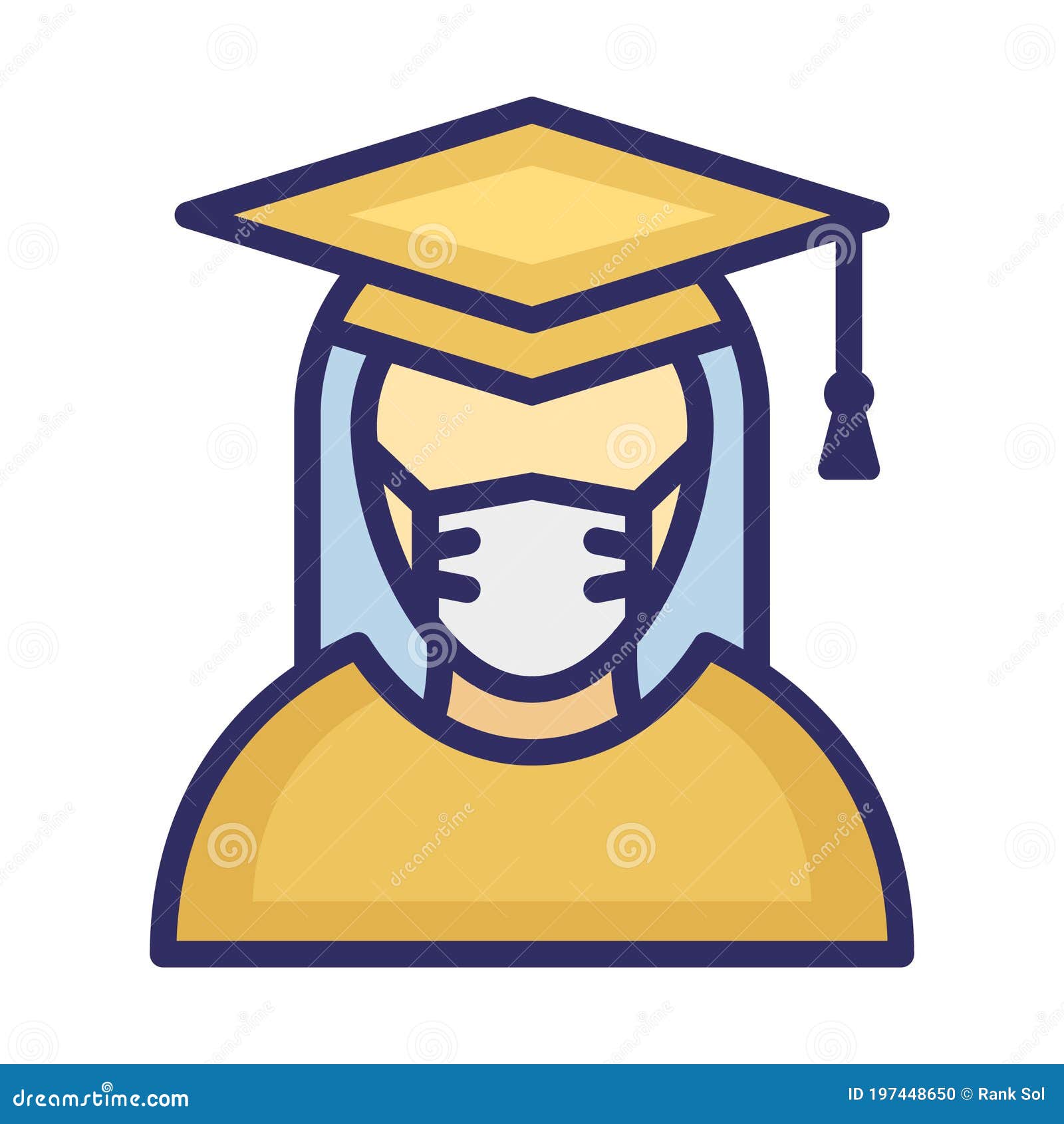 Graduate Wearing Mask Vector Icon Which Can Easily Modify or Edit Stock ...