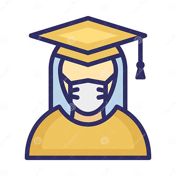 Graduate Wearing Mask Vector Icon Which Can Easily Modify or Edit Stock ...