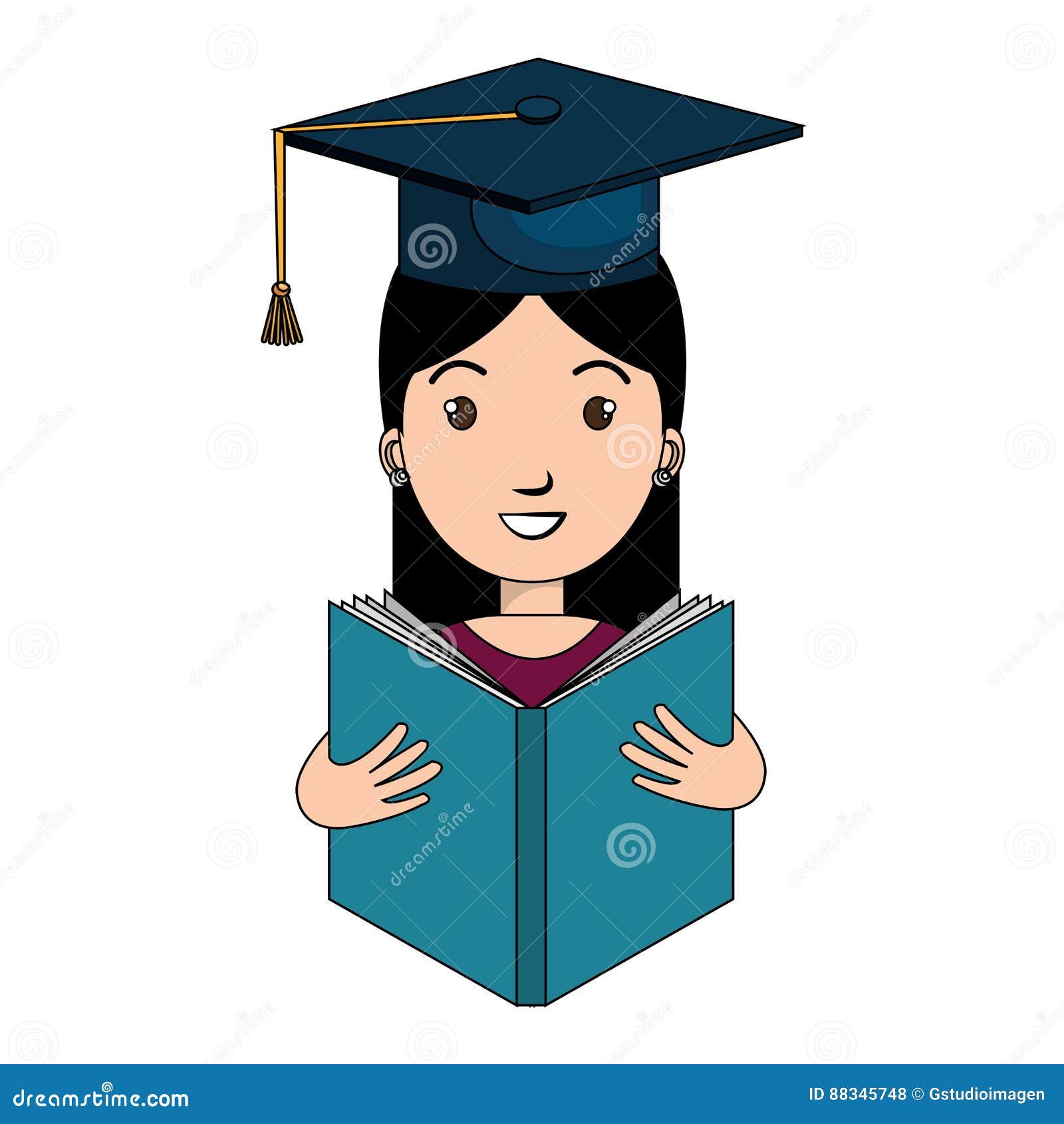 Graduated Avatar Character Reading Book Stock Vector - Illustration of ...