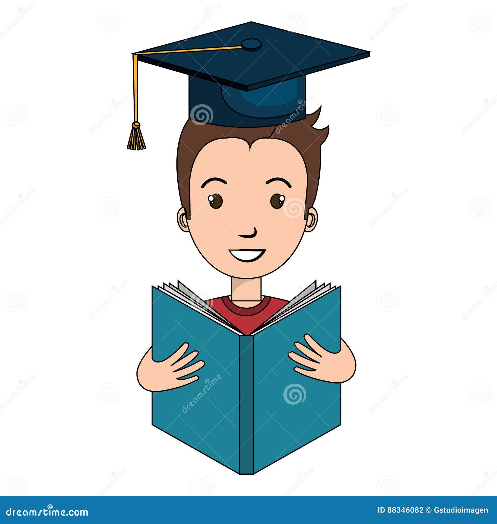 Graduated Avatar Character Reading Book Stock Vector - Illustration of ...
