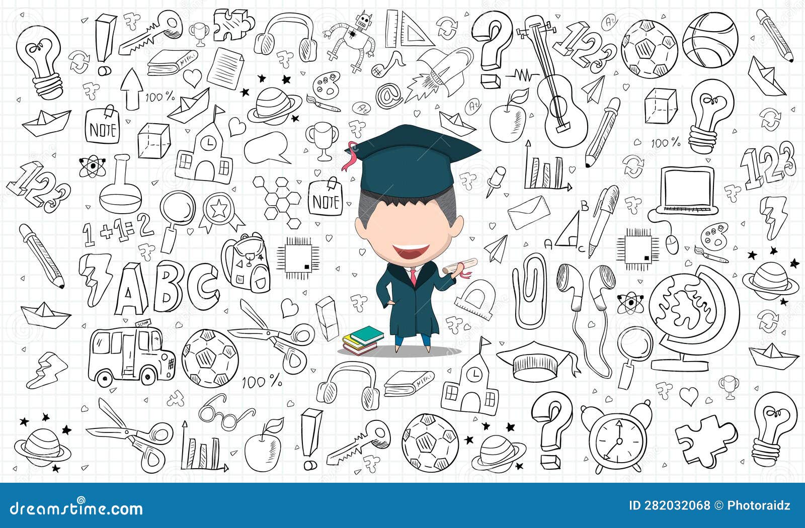 Graduated Boy Pupils Back of School Background Stock Vector ...