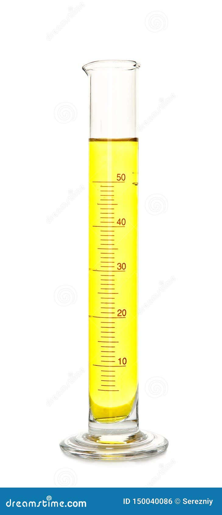 Graduated Cylinder with Color Sample on White Background Stock Photo ...