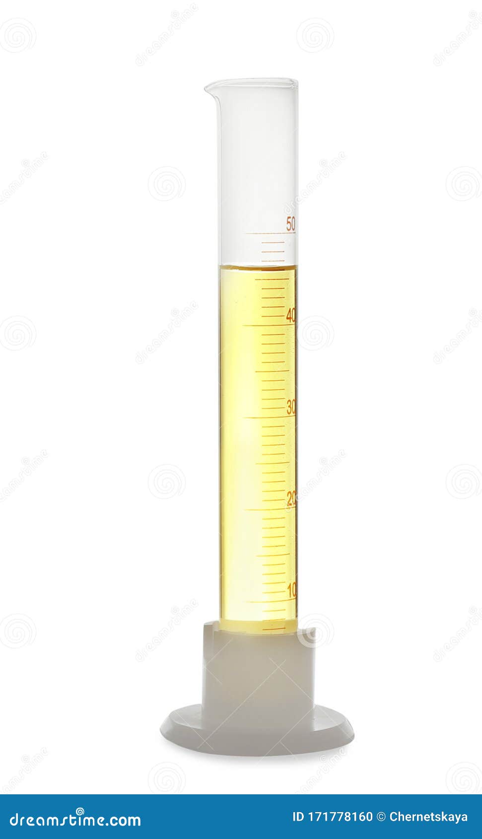 Graduated Cylinder with Yellow Liquid Isolated Stock Photo - Image of ...