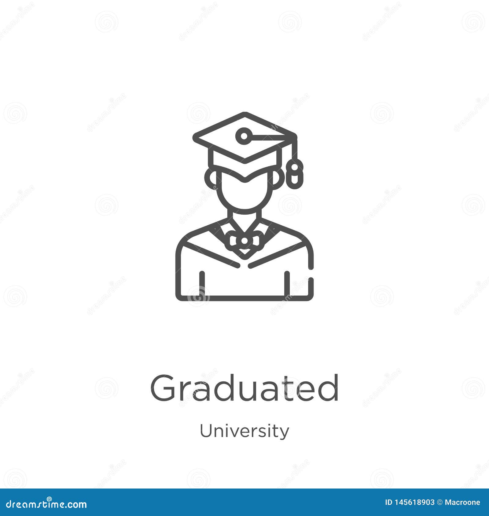 Graduated Icon Vector from University Collection. Thin Line Graduated ...
