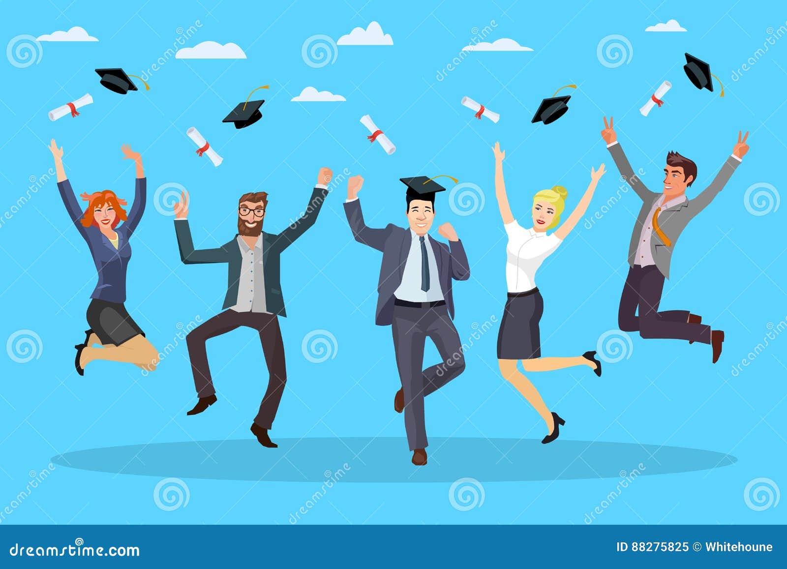Graduated people happy stock vector. Illustration of infographic - 88275825