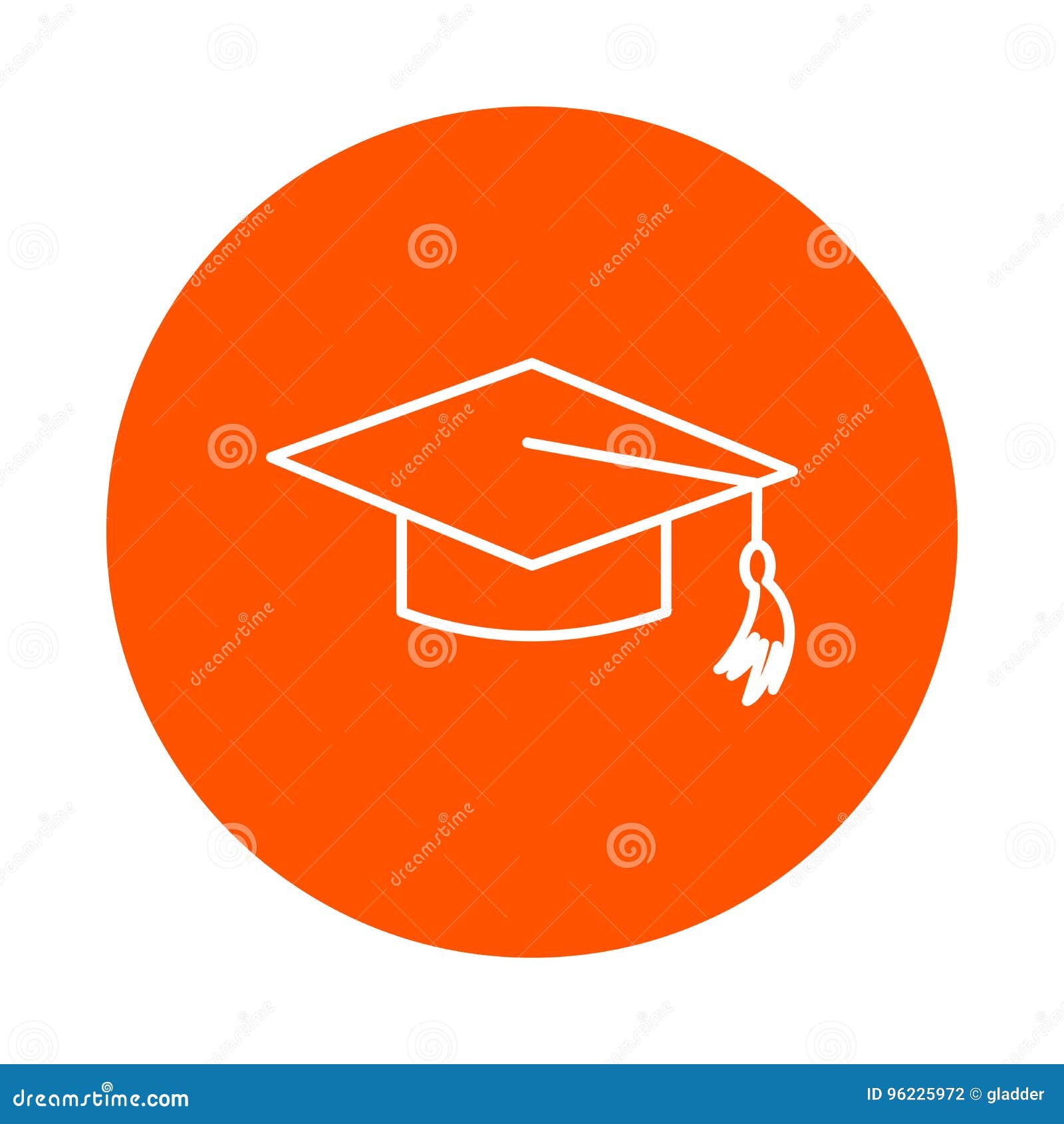 Graduated School Cap, Round Line Icon, Simple Color Change, Flat Style ...