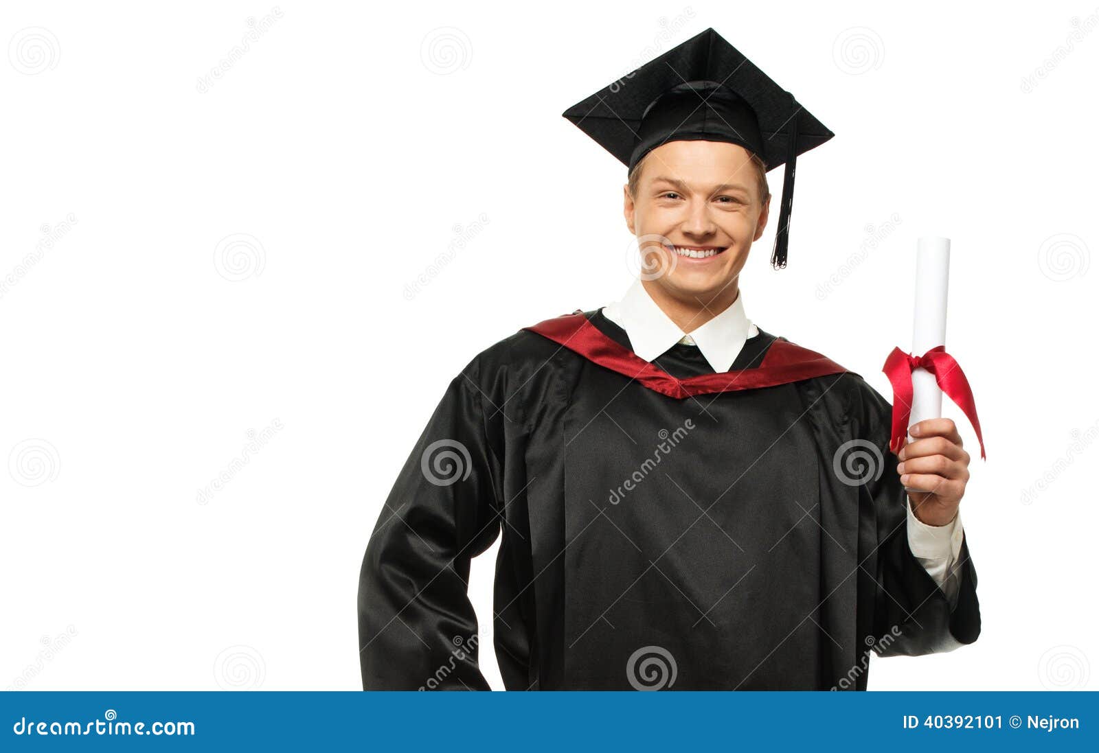 Graduated Student Man Isolated on White Stock Image - Image of ...