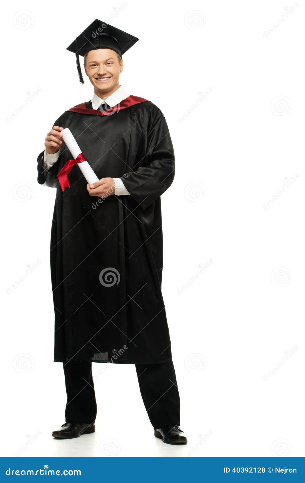 Graduated Student Man Isolated on White Stock Photo - Image of enjoying ...