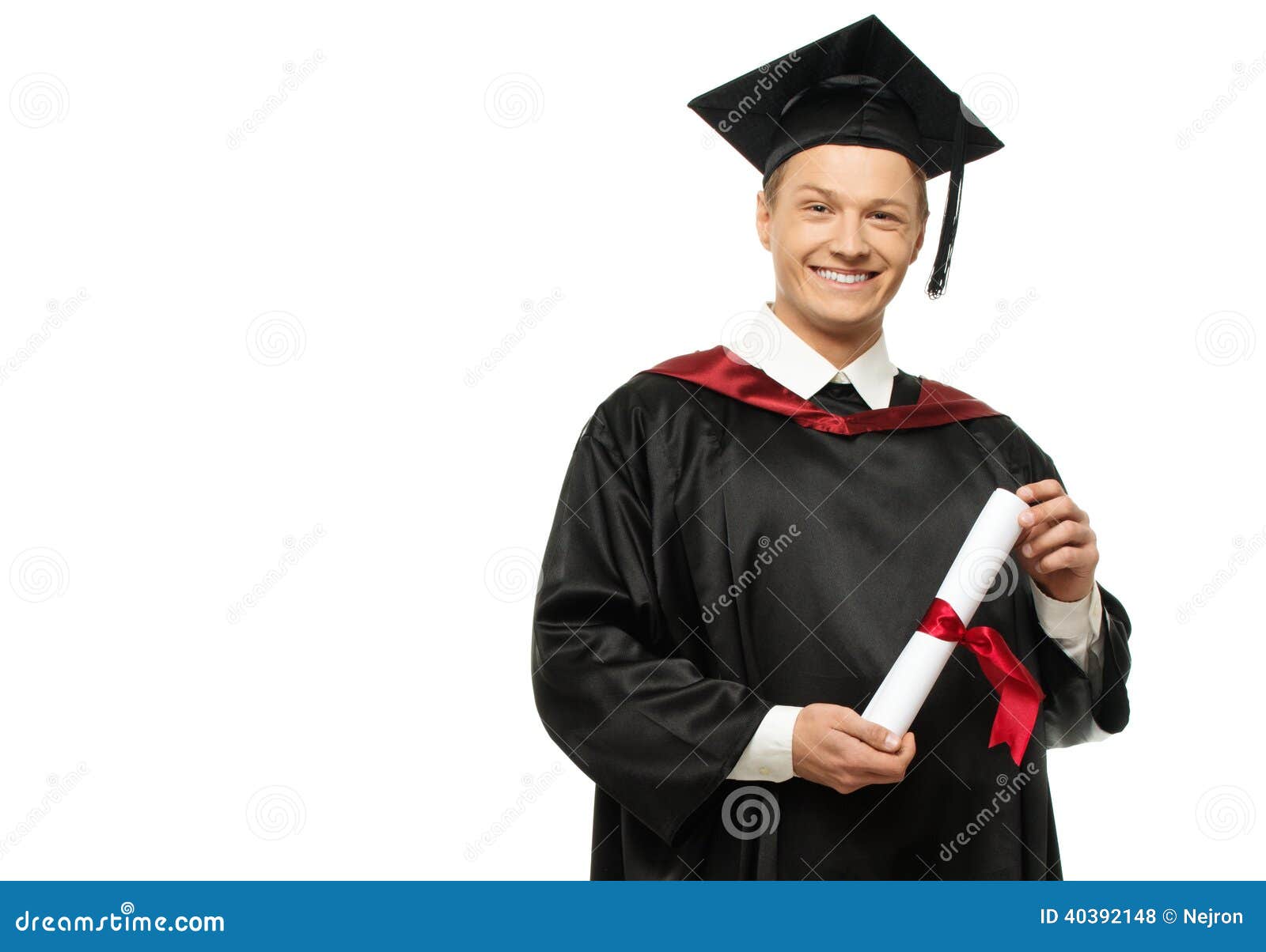Graduated Student Man Isolated on White Stock Photo - Image of adult ...