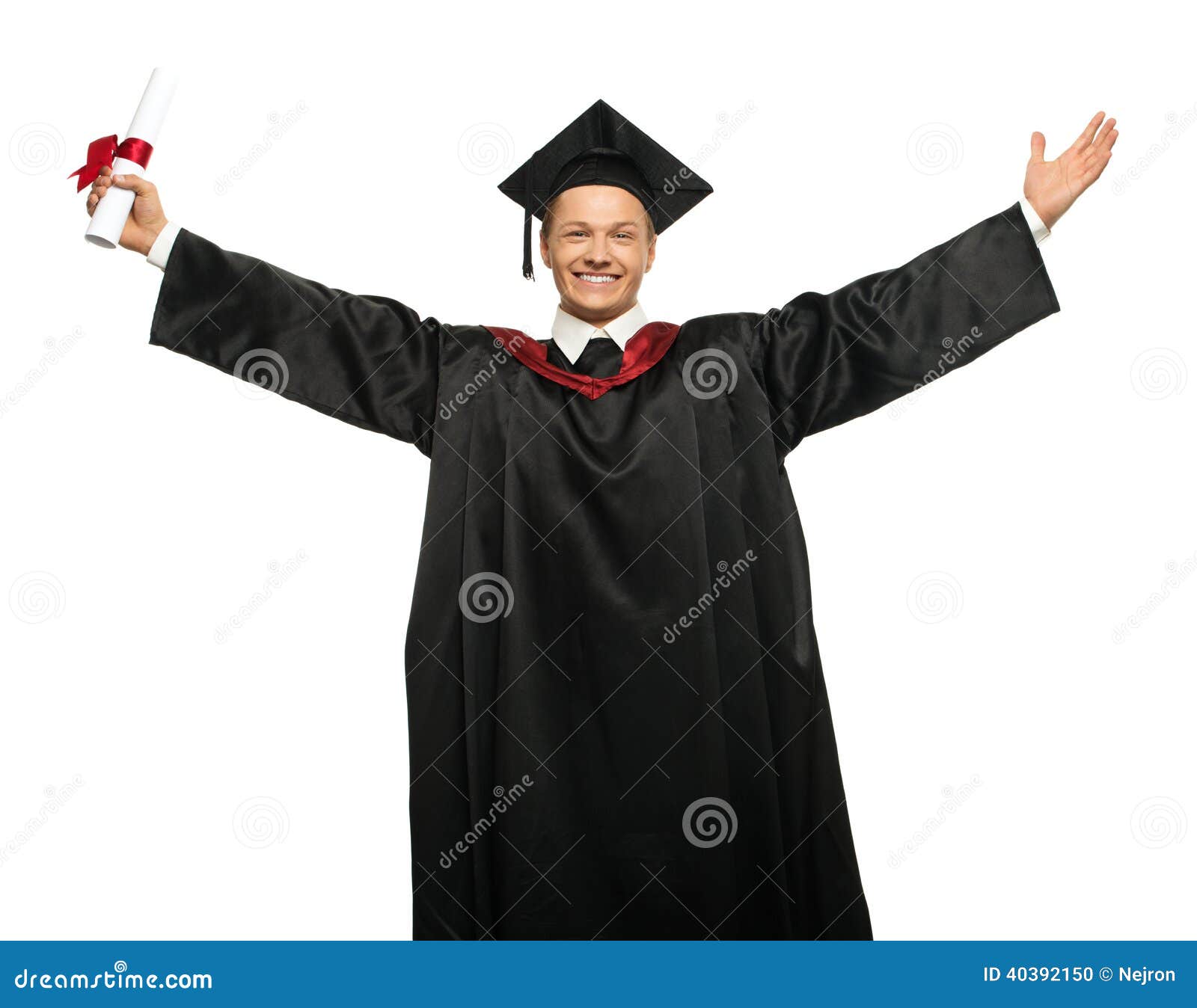 Graduated Student Man Isolated on White Stock Photo - Image of ...