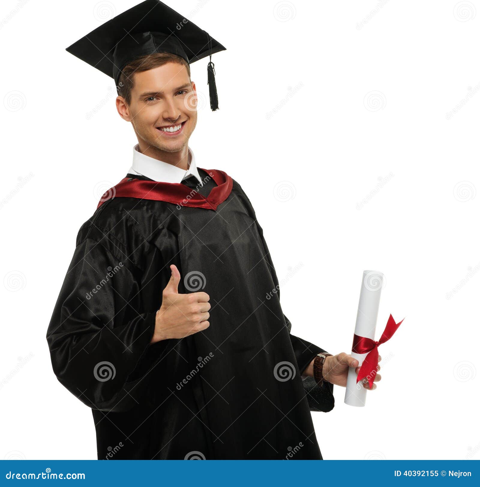 Graduated Student Man Isolated on White Stock Image - Image of ...
