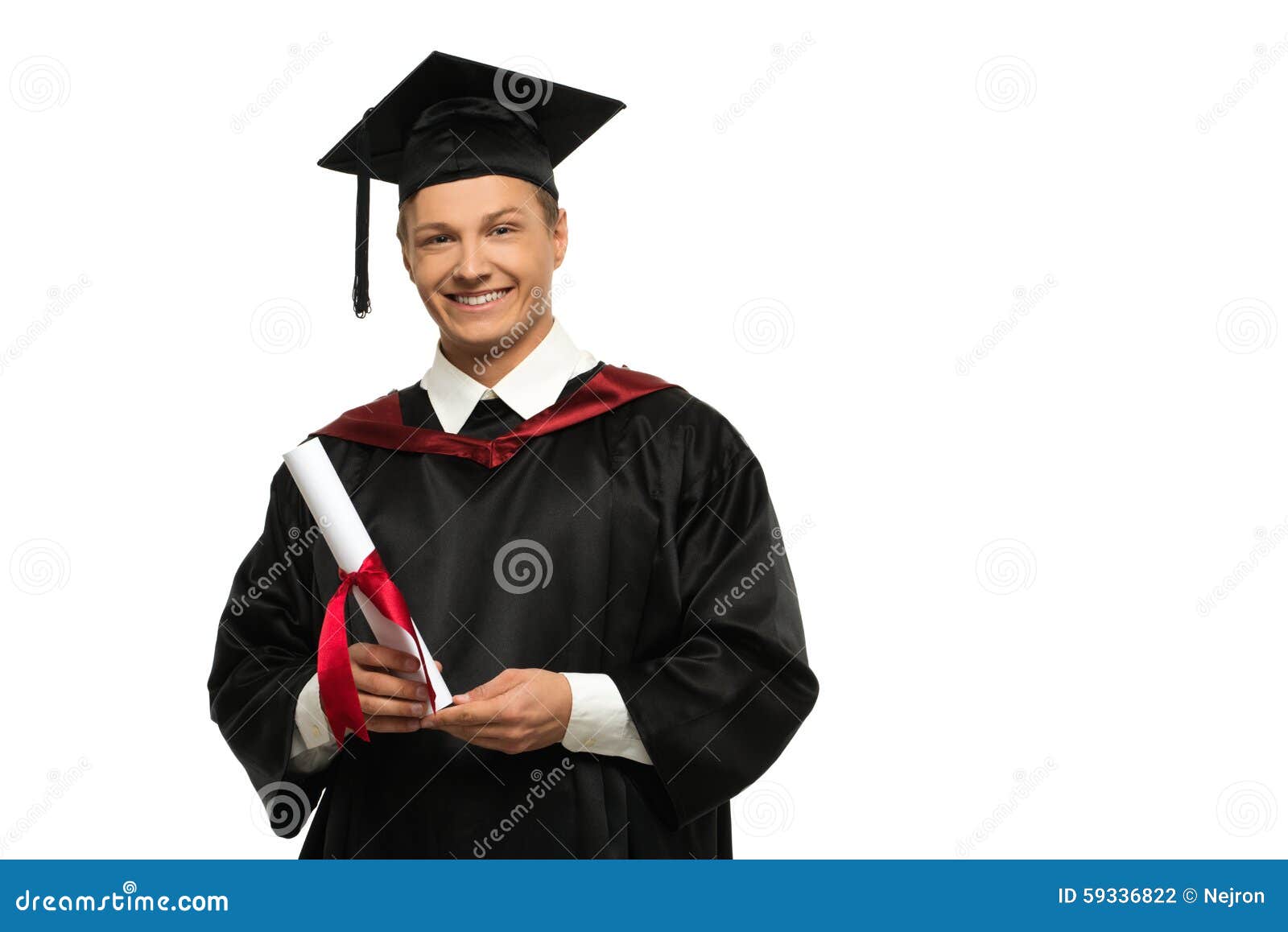 Graduated Student Man Isolated on White Stock Photo - Image of ...