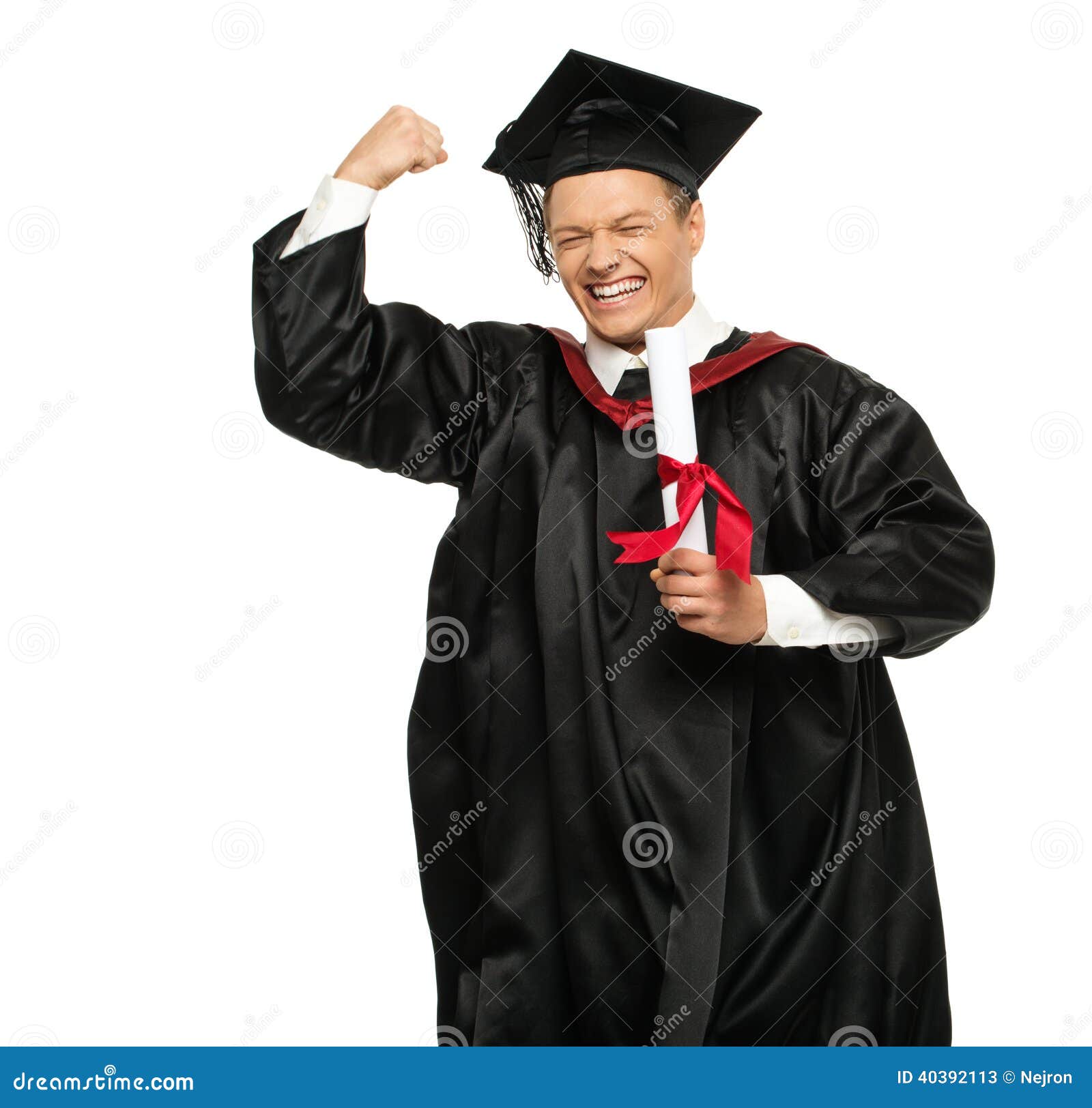 Graduated Student Man Isolated on White Stock Image - Image of complete ...