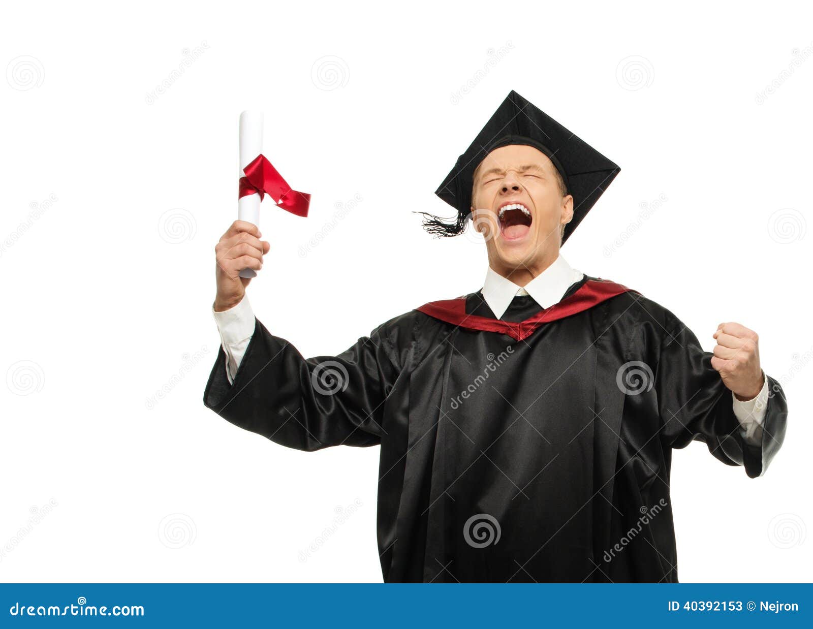 Graduated Student Man Isolated on White Stock Image - Image of ceremony ...