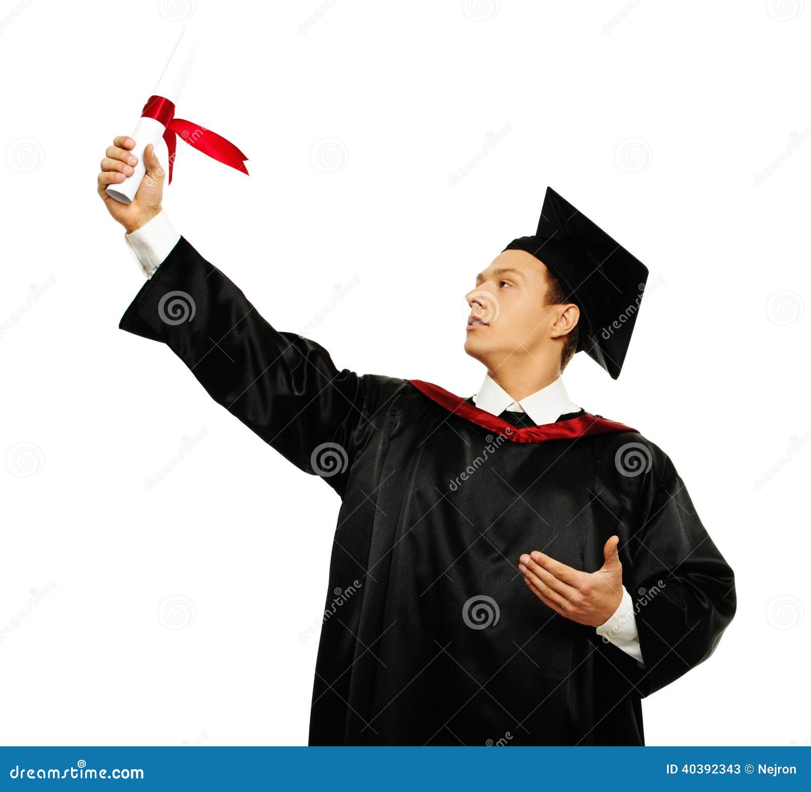 Graduated Student Man Isolated on White Stock Image - Image of black ...
