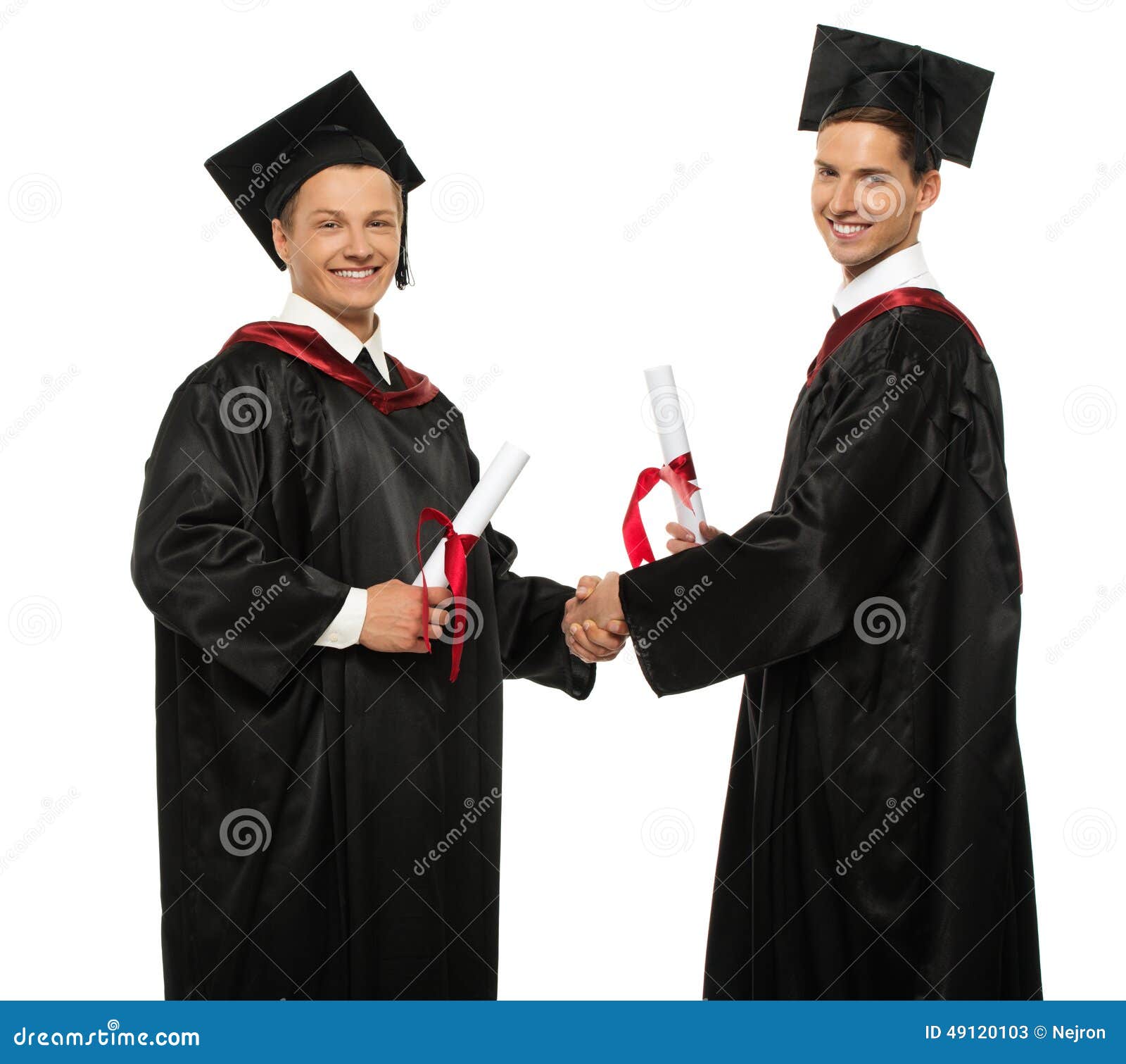 Graduated Student Men Shaking Hands Stock Image - Image of graduated ...