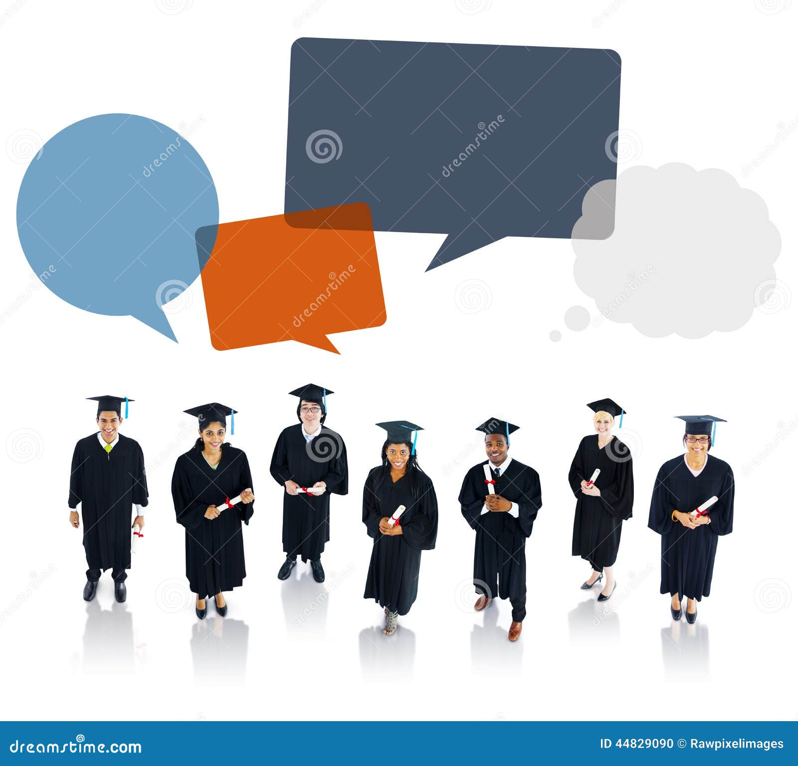 Graduated Student with Speech Bubbles Stock Illustration - Illustration ...
