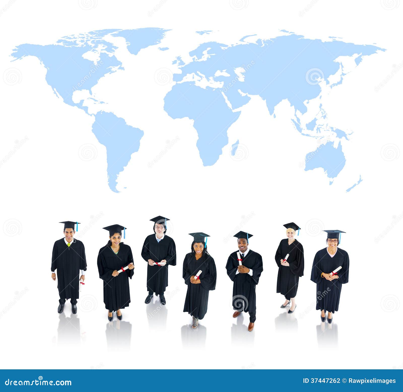 Graduated Students Group with World Map Stock Photo - Image of people ...