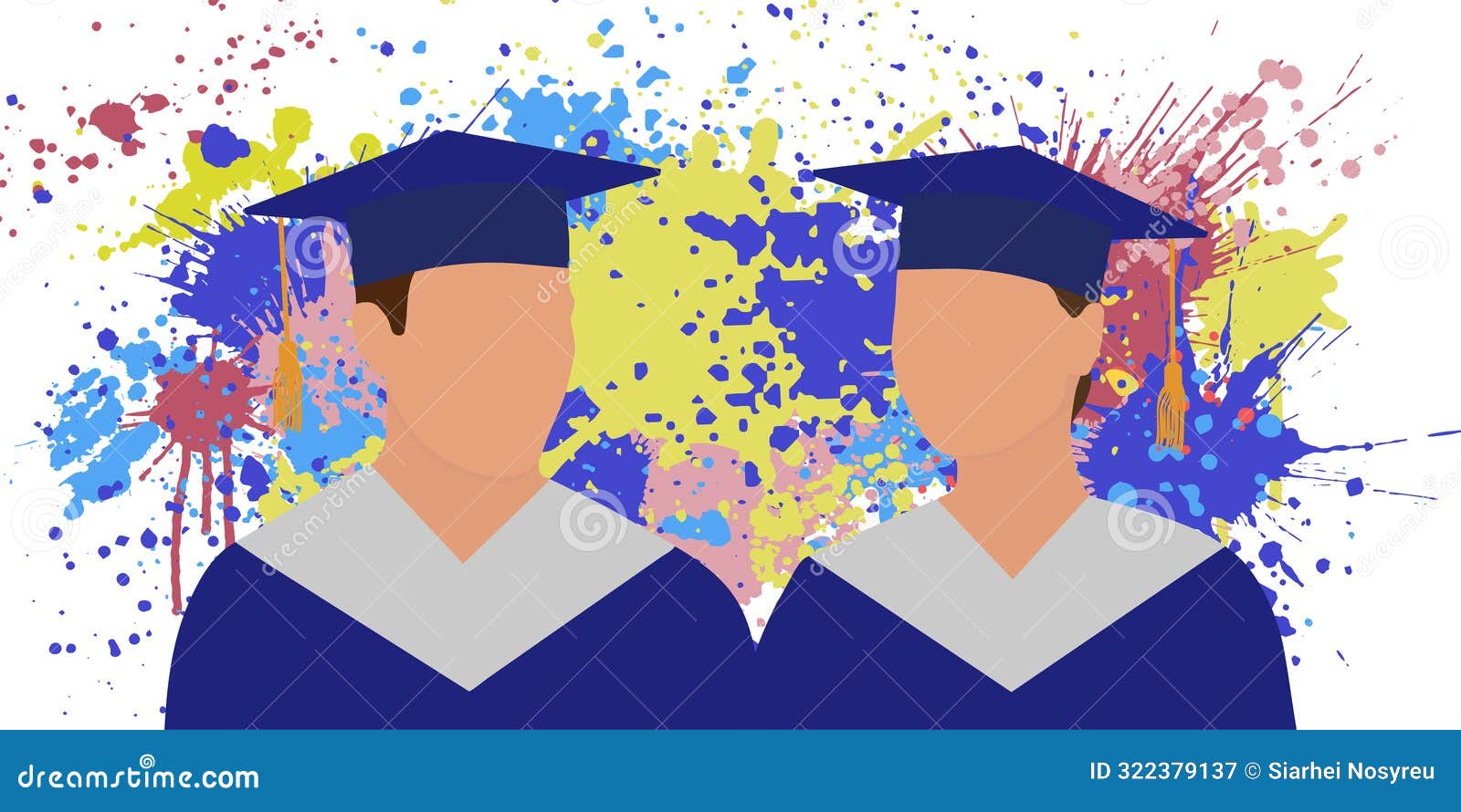 Graduated Students in Mantle and Graduation Cap on Background of ...