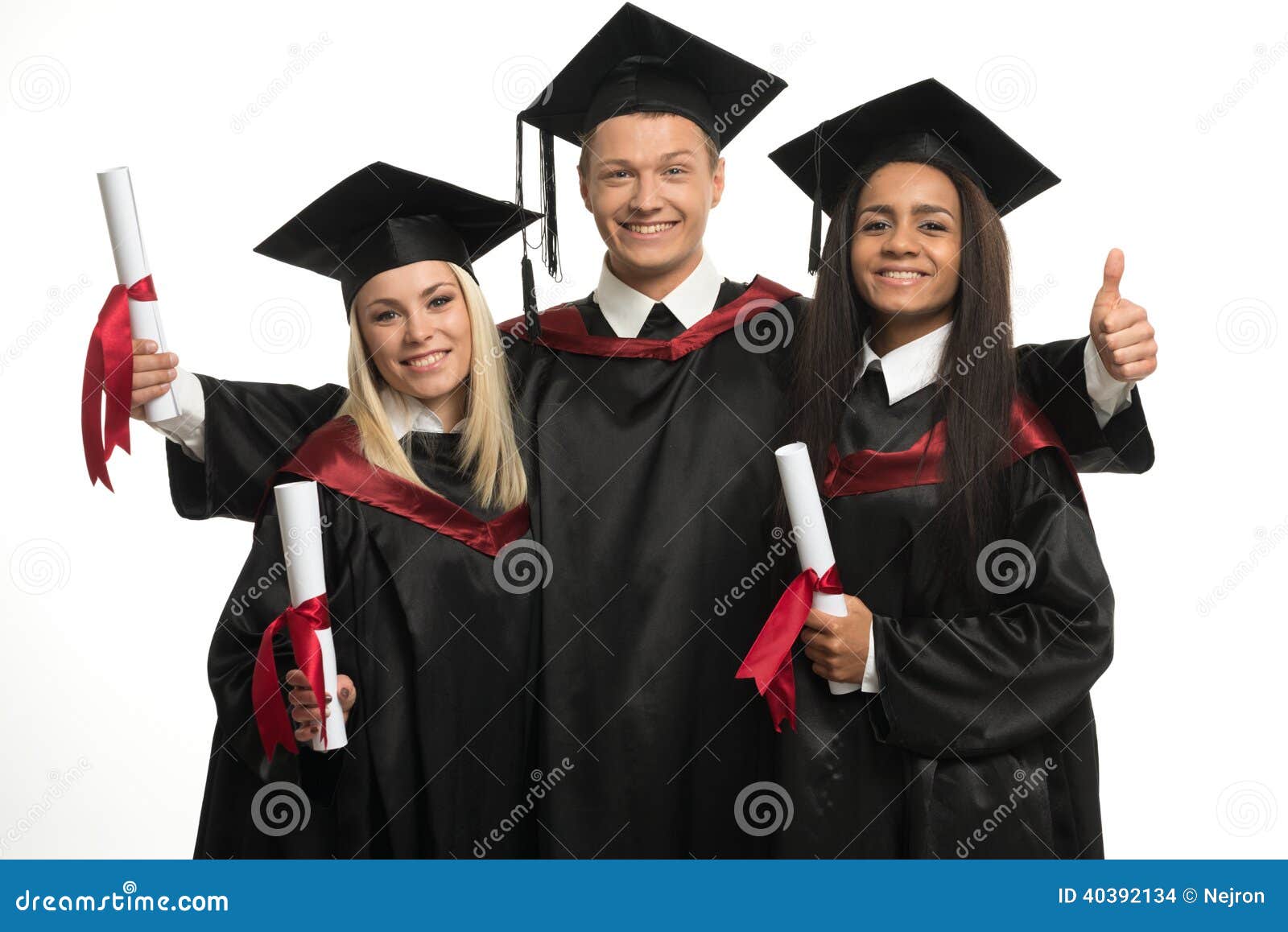 Graduated Young Students Isolated on White Stock Photo - Image of ...