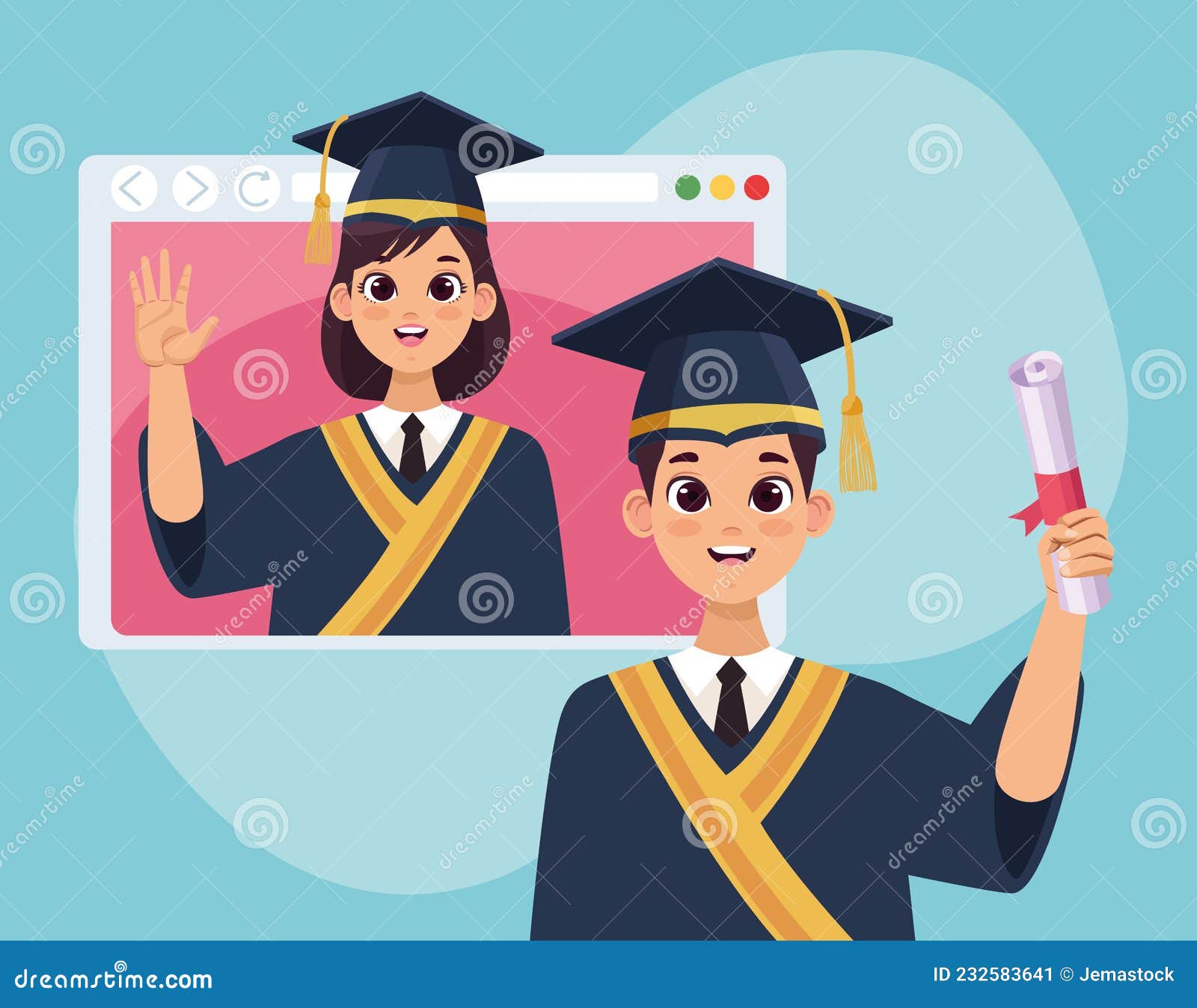 Graduates Couple in Webpage Stock Vector - Illustration of group ...