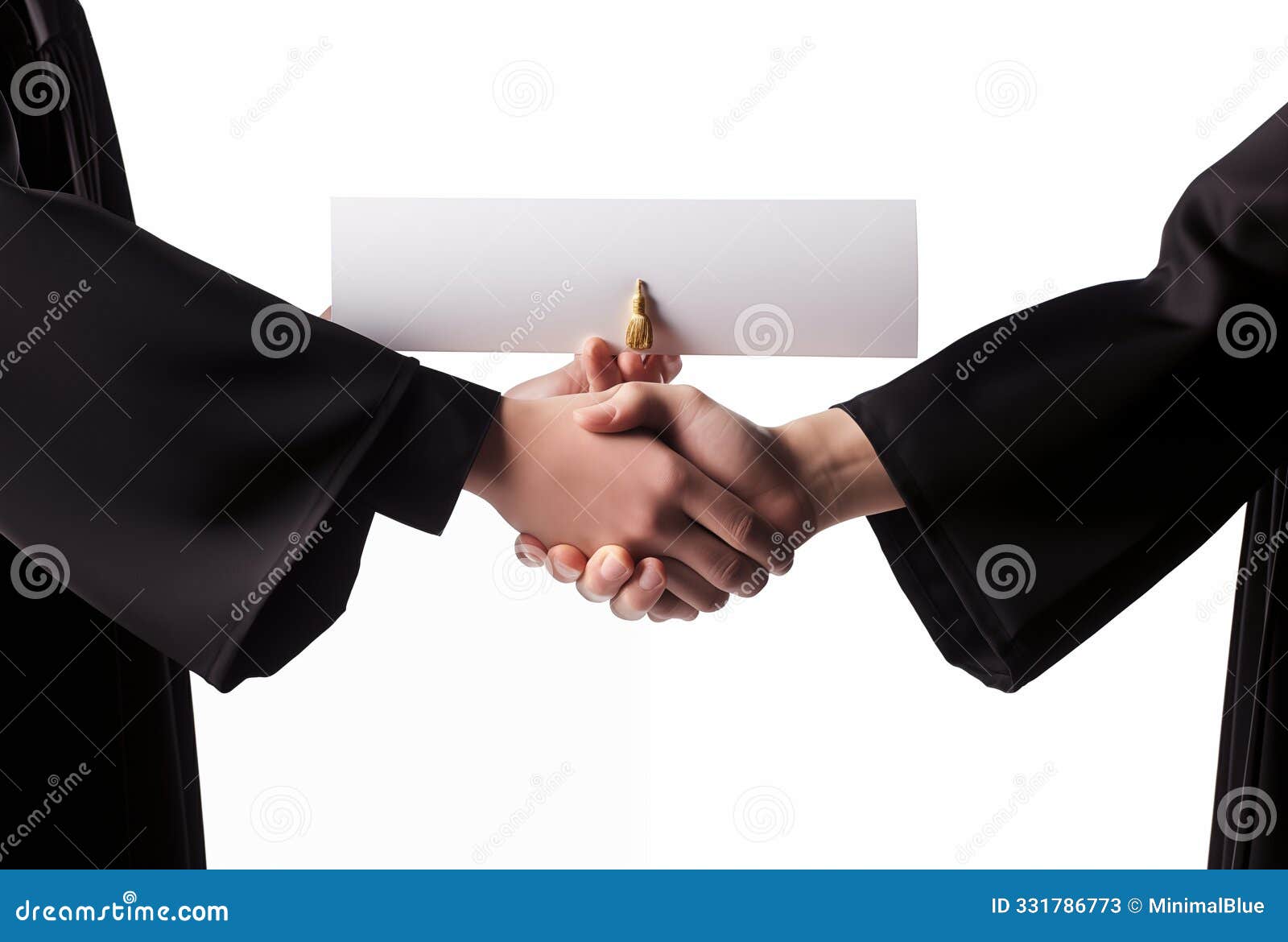 Graduates Shaking Hands with Diploma on White Background Stock ...