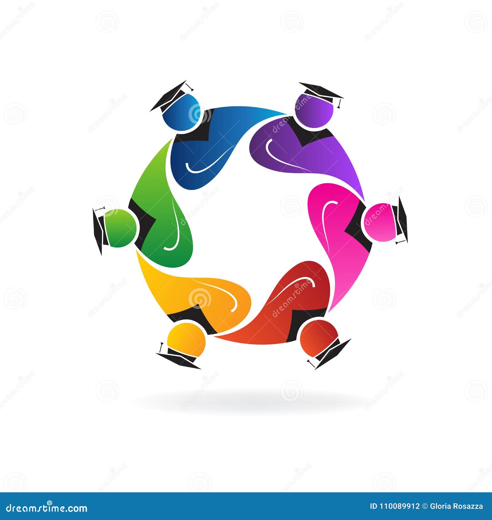Graduates Team of Students in a Hug Icon Vector Logo Stock Vector ...