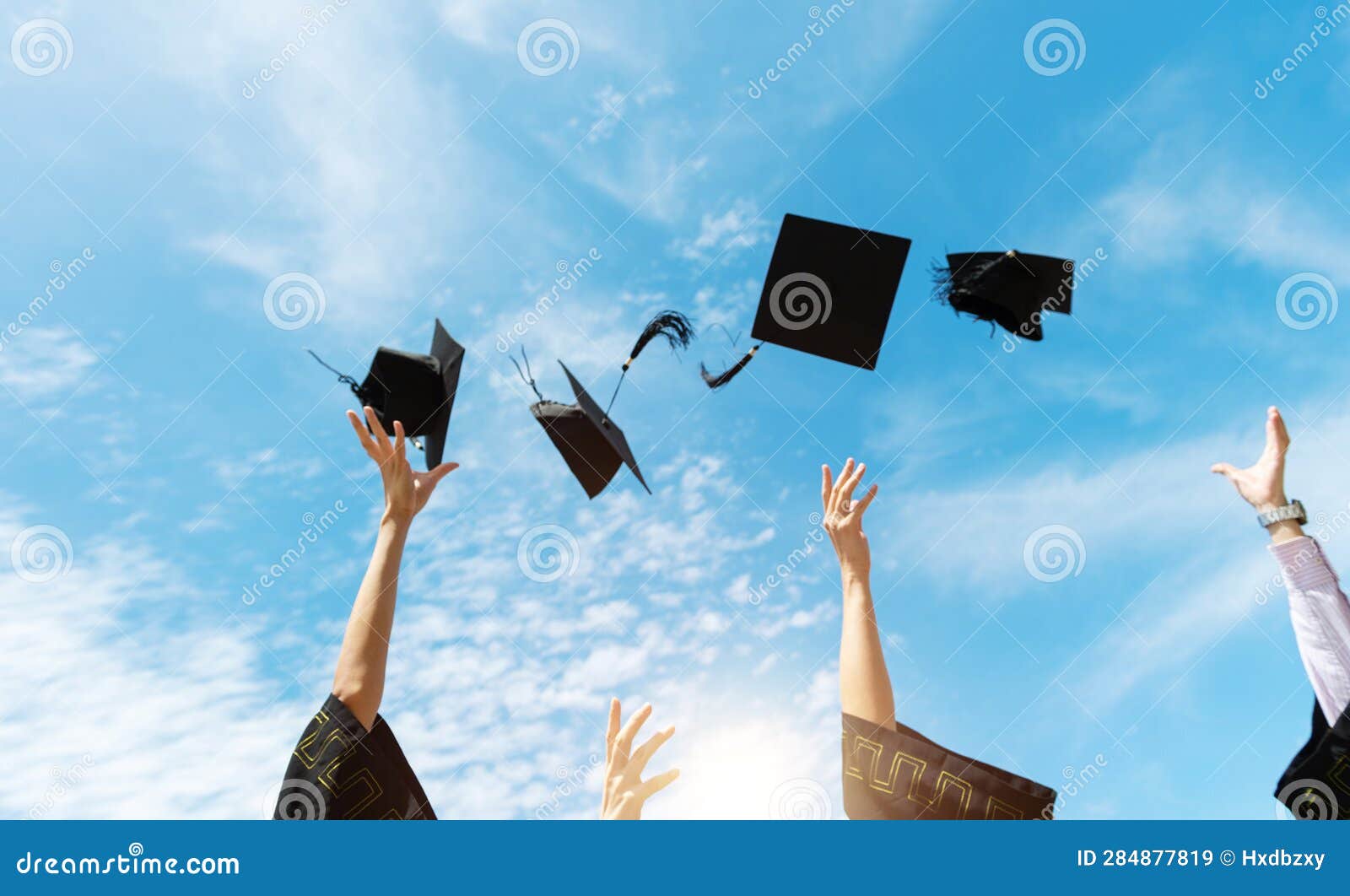 Graduates Throwing Caps In Celebration Stock Image | CartoonDealer.com ...